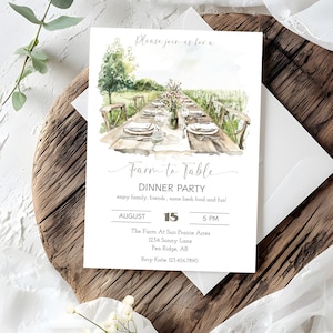 Rustic Farm to Table Dinner Party Invitation, Farm to Table Gathering ...