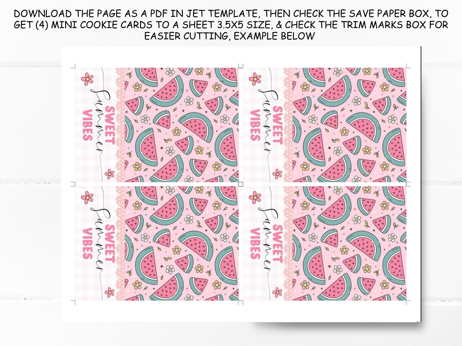 Watermelon Mini Cookie Cards: Sweet Summer Treats (digital Download) - Etsy