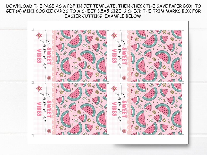 Watermelon Mini Cookie Cards: Sweet Summer Treats (digital Download) - Etsy
