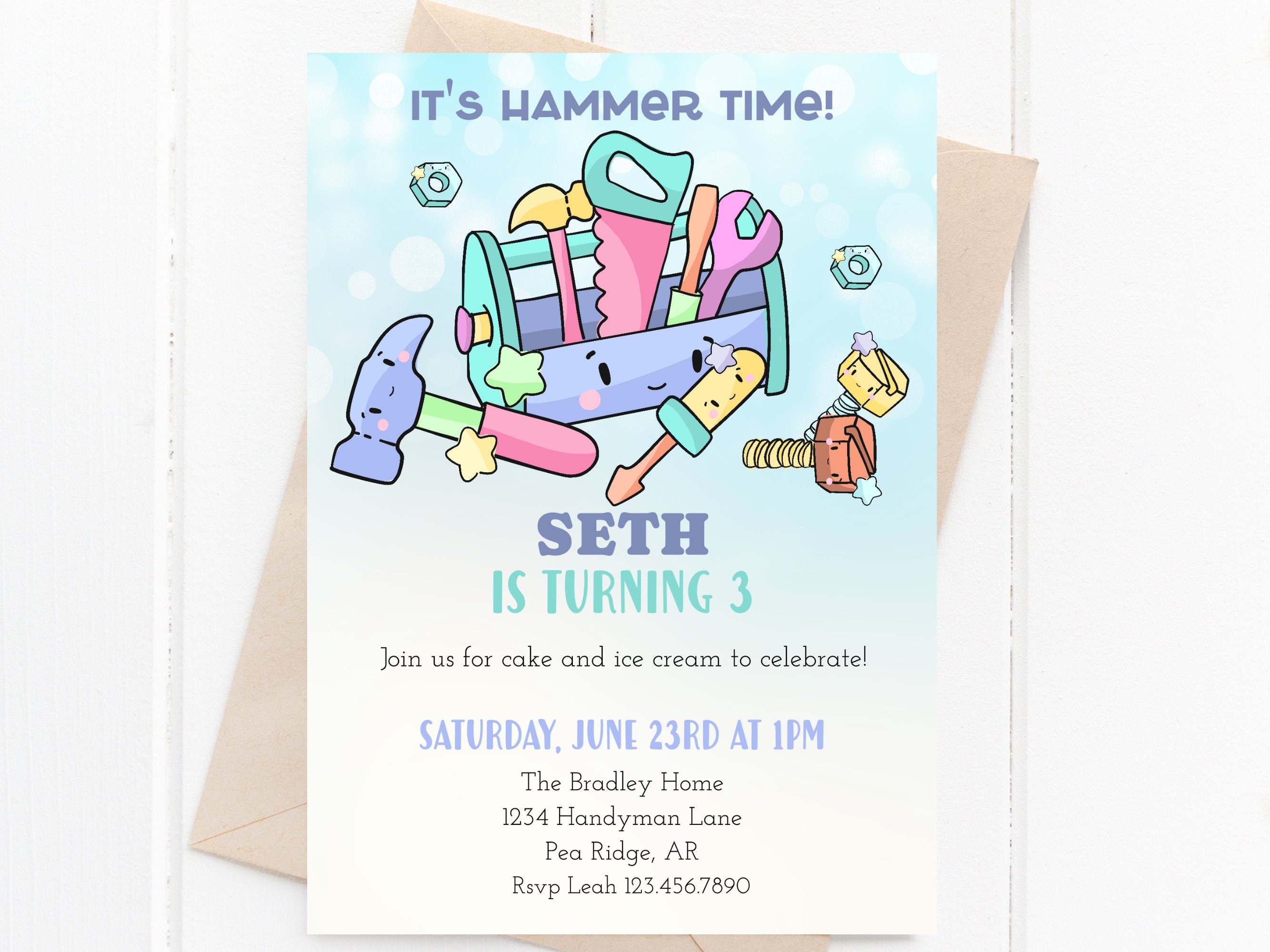 Tools Birthday Party Invitation, Printable Little Builder Party ...