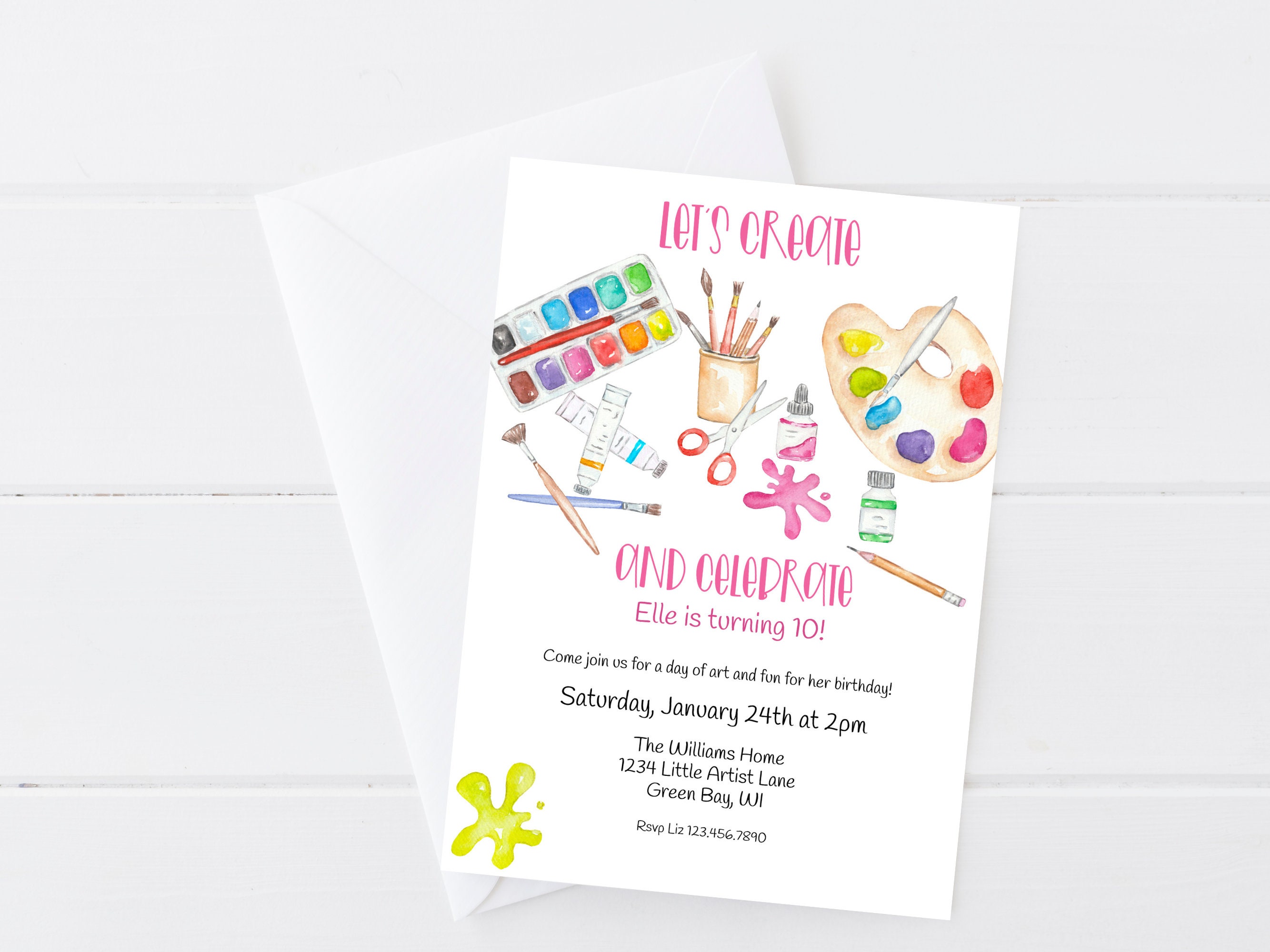Arts & Crafts Birthday Party Invitation, Editable Art Birthday ...