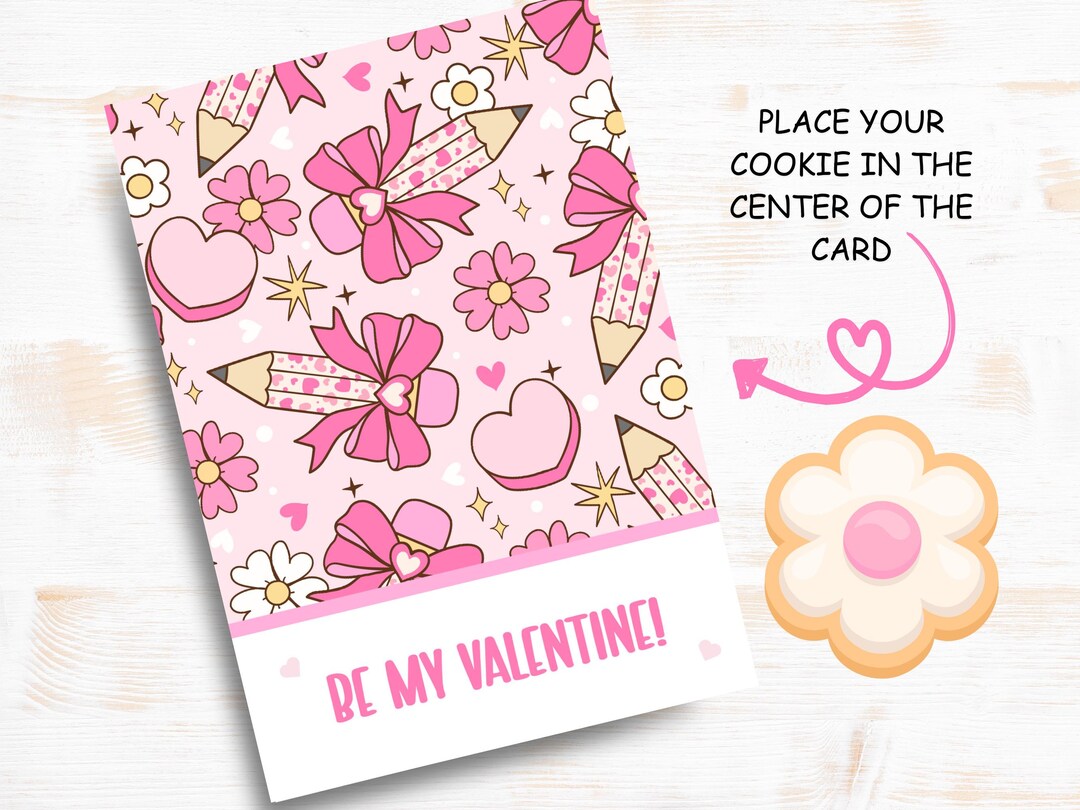 Printable Valentine Cookie Cards, Teacher Valentine Cookie Card, Mini ...