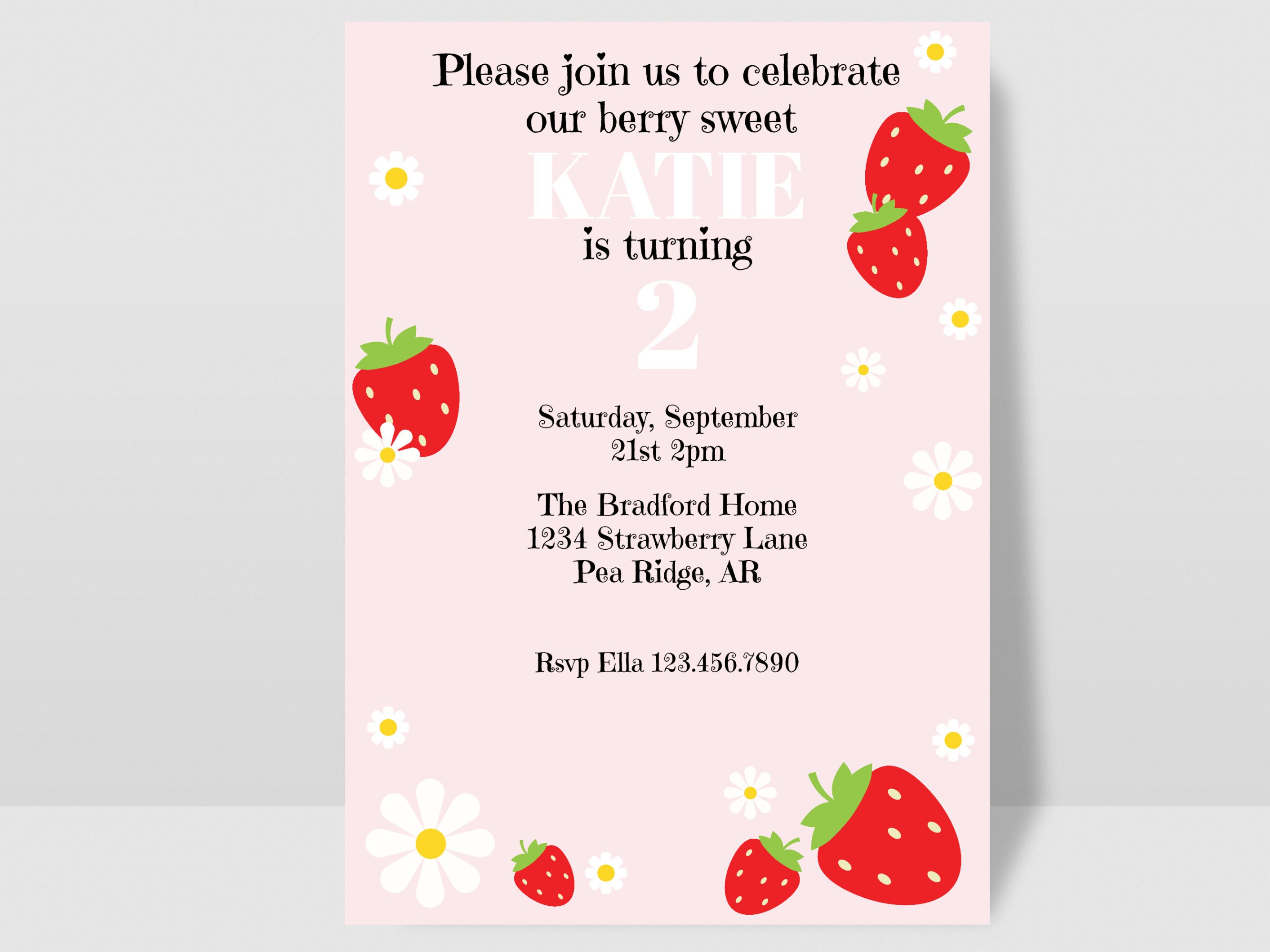 Berry Sweet Birthday Invitation/ Berry Sweet Birthday/ Editable ...