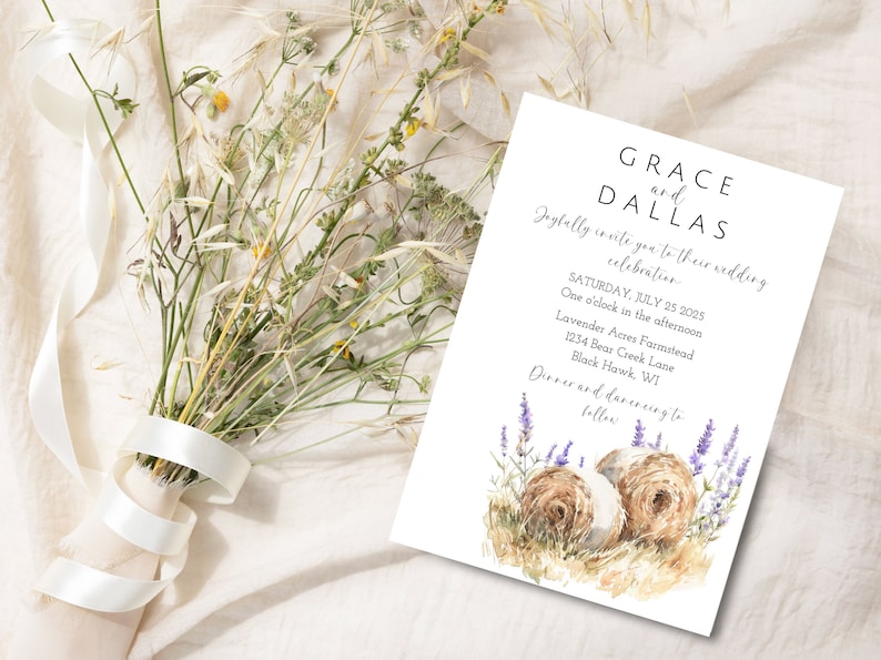 Rustic Farm Wedding Invitation, Editable Outdoor Farm Wedding Invite ...