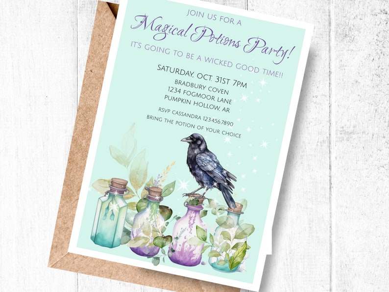 Halloween Party Invitation/ Magical Potions Party Invite/ Instant ...