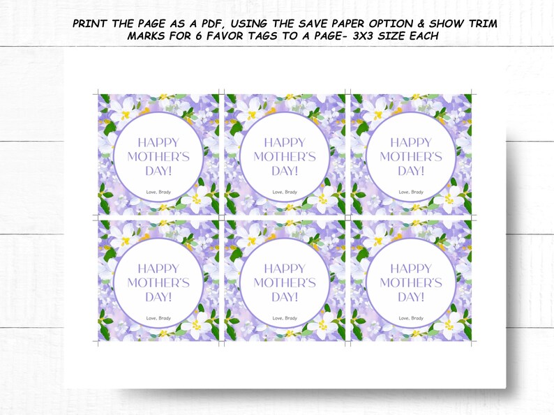 Mother's Day Gift Tag, Lavender Floral Mother's Day Tag, Mother's Day ...