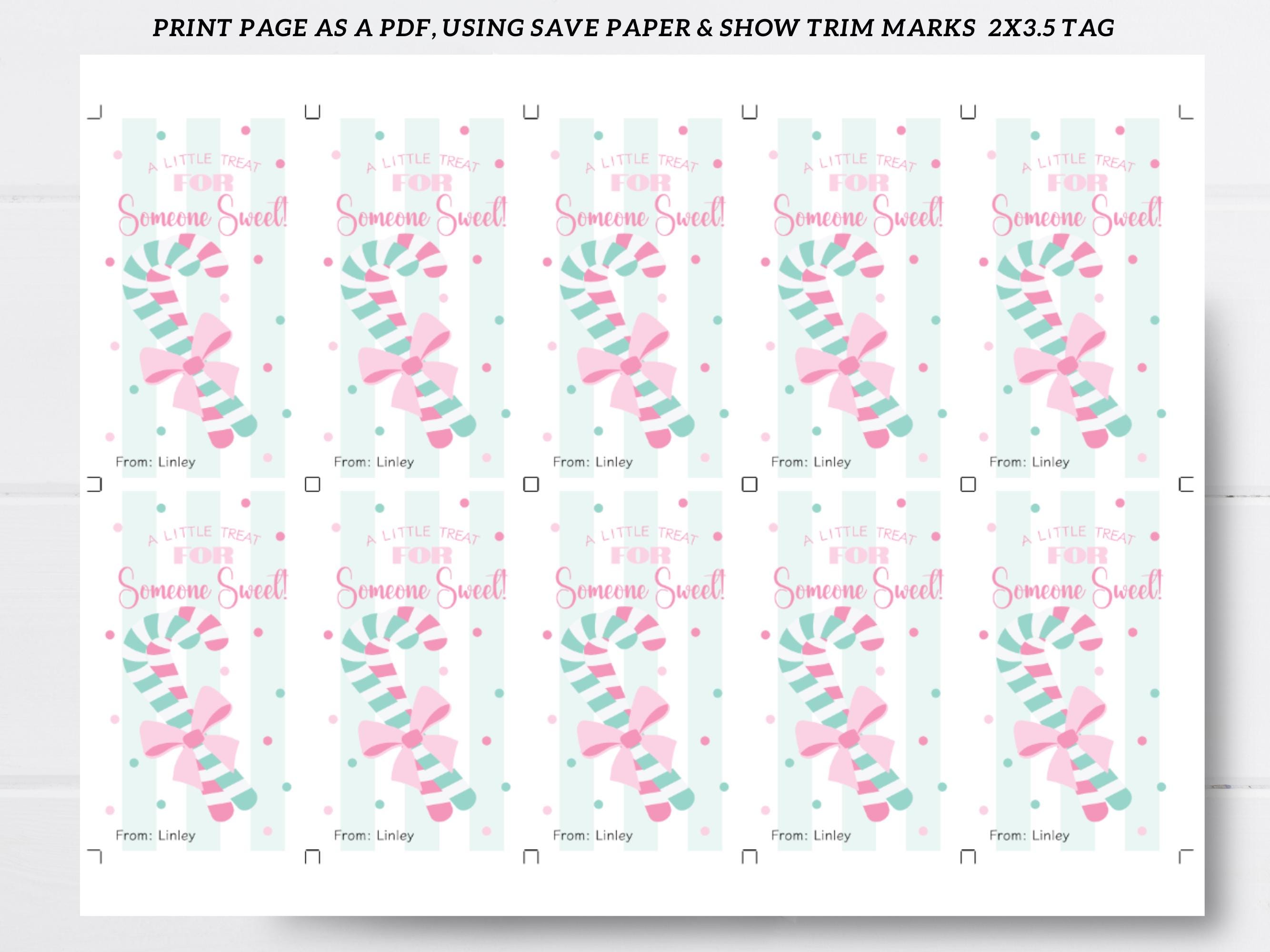 Candy Cane Gift Tag Printable, Cute Holiday Tags, Christmas Gift Tags ...