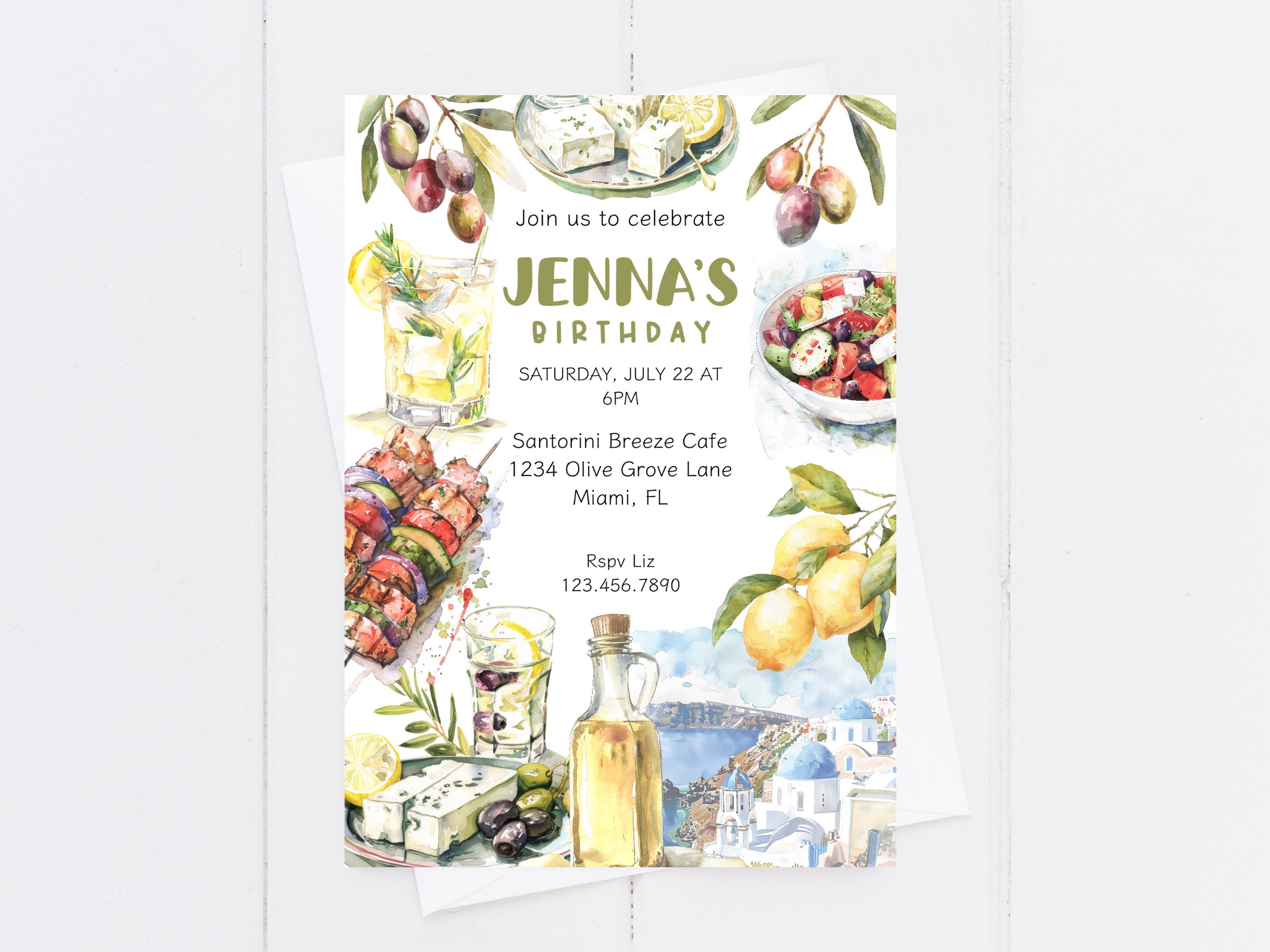 Greece Theme Dinner Party Invitation, Editable Greek Dinner Birthday ...