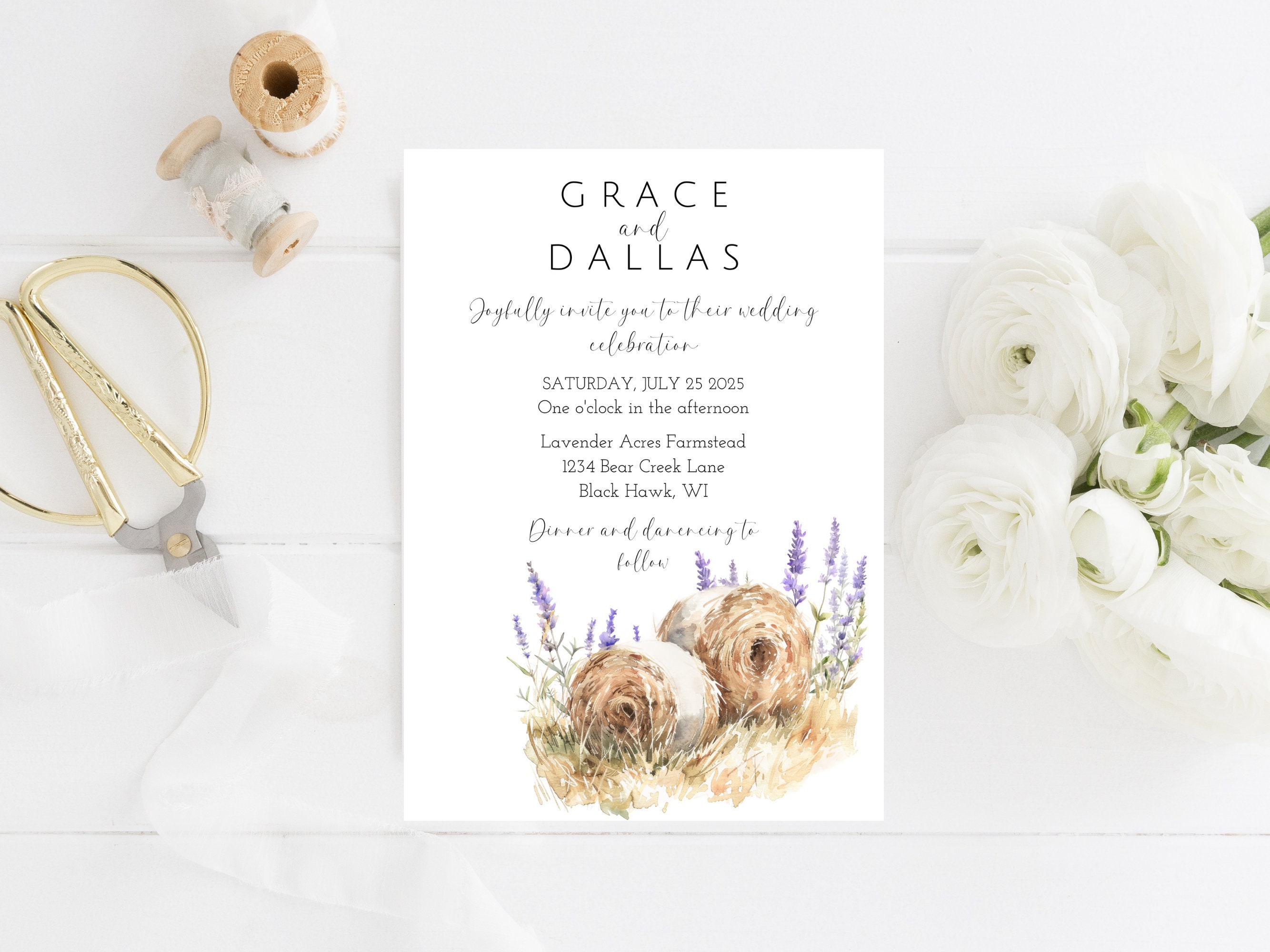 Rustic Farm Wedding Invitation, Editable Outdoor Farm Wedding Invite ...