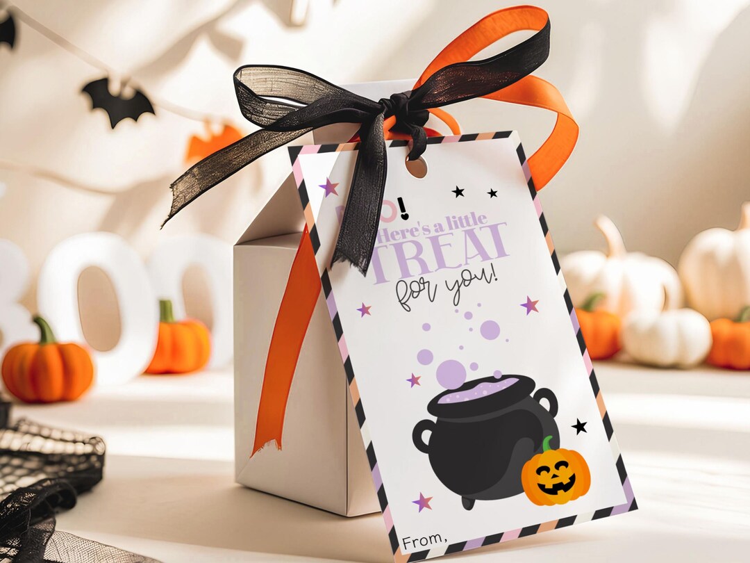 BOO! Here's A Treat for You Gift Tag, Halloween Sweet Treat Tag, Kids ...