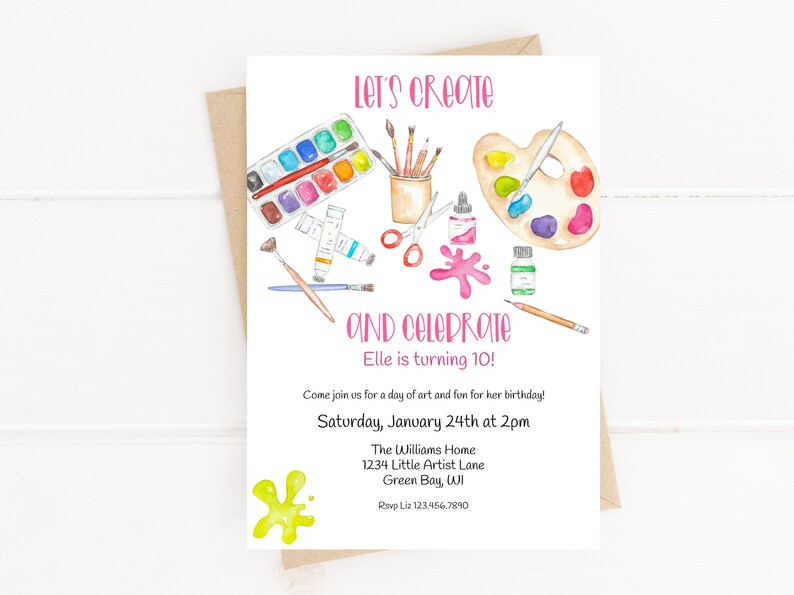 Arts & Crafts Birthday Party Invitation Editable Art Birthday - Etsy