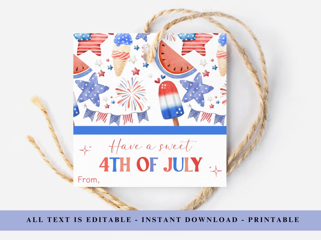 Have A Sweet Summer Favor Tag, 4th of July Tag, 4th of July Gift Tag ...