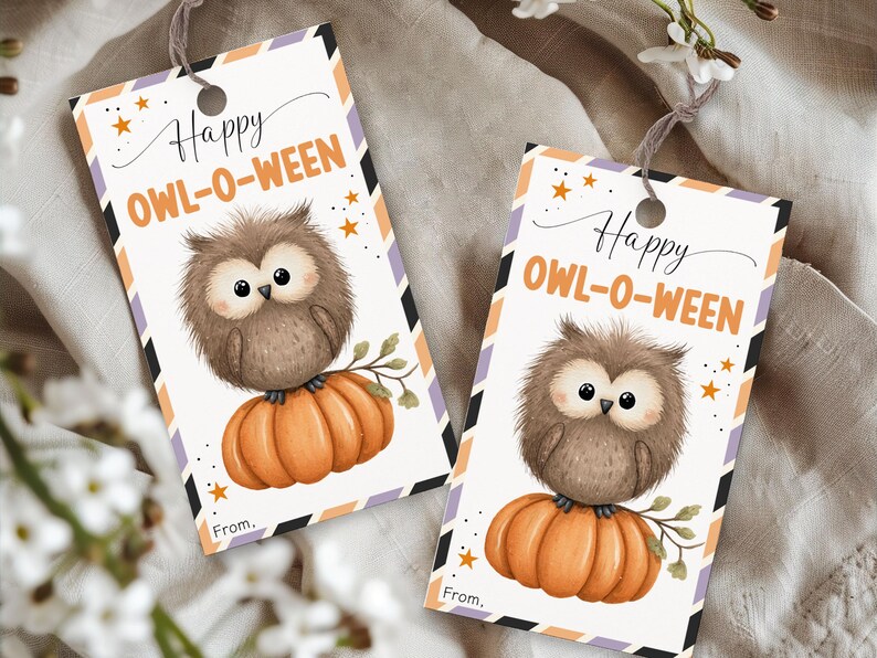 Printable Halloween Gift Tags, Happy Owl-o-ween Favor Tag, Classroom ...