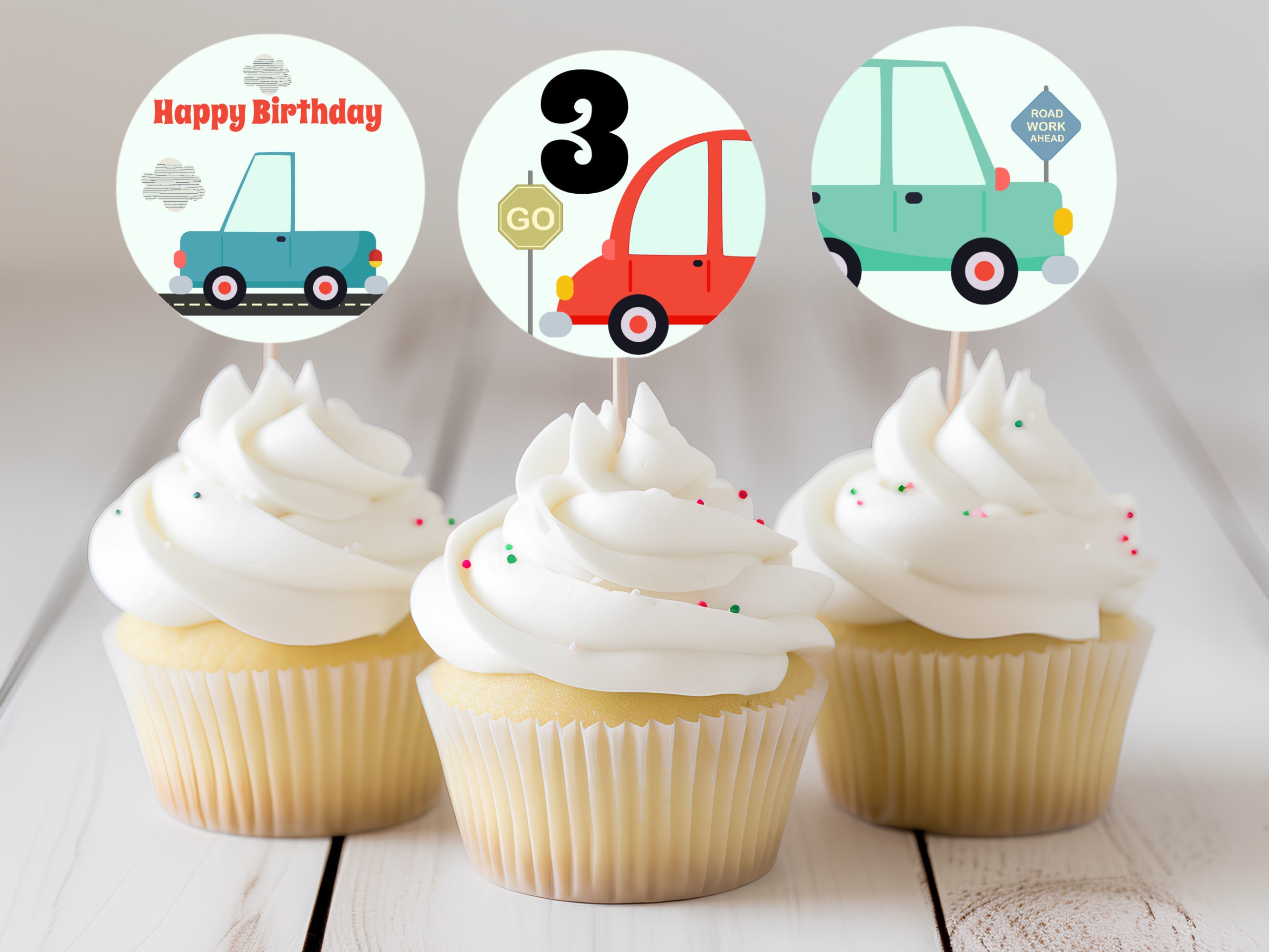 Cars Birthday Party Cupcake Toppers/ Cupcake Toppers Printable ...
