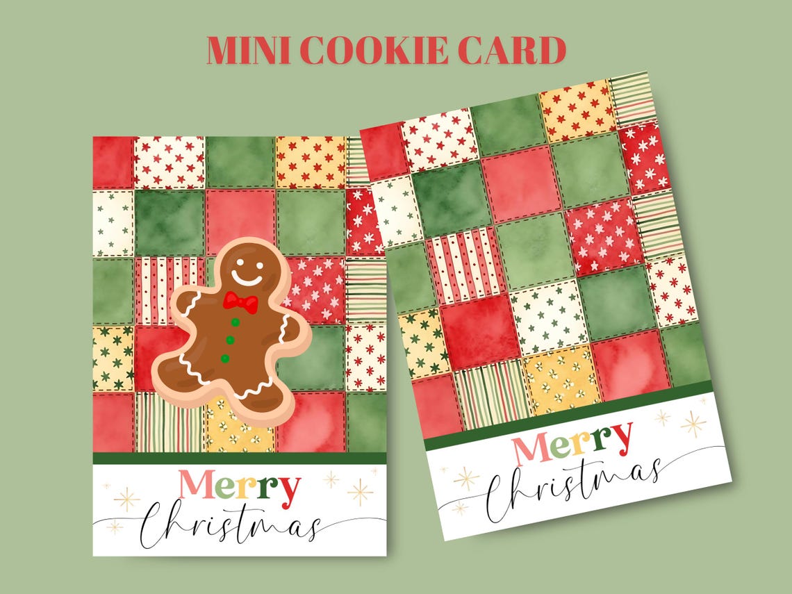 Christmas Mini Cookie Card, Country Christmas Cookie Tag, Holiday ...