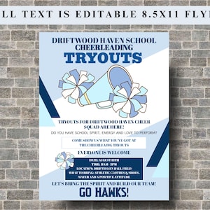Editable Cheer Tryout Flyer, Sideline Cheer Flyer, Competition ...