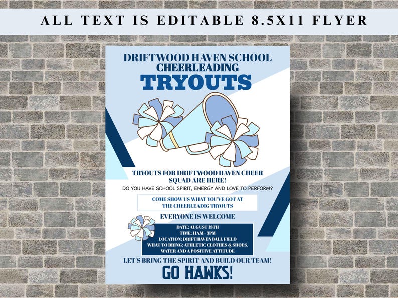 Editable Cheer Tryout Flyer, Sideline Cheer Flyer, Competition ...