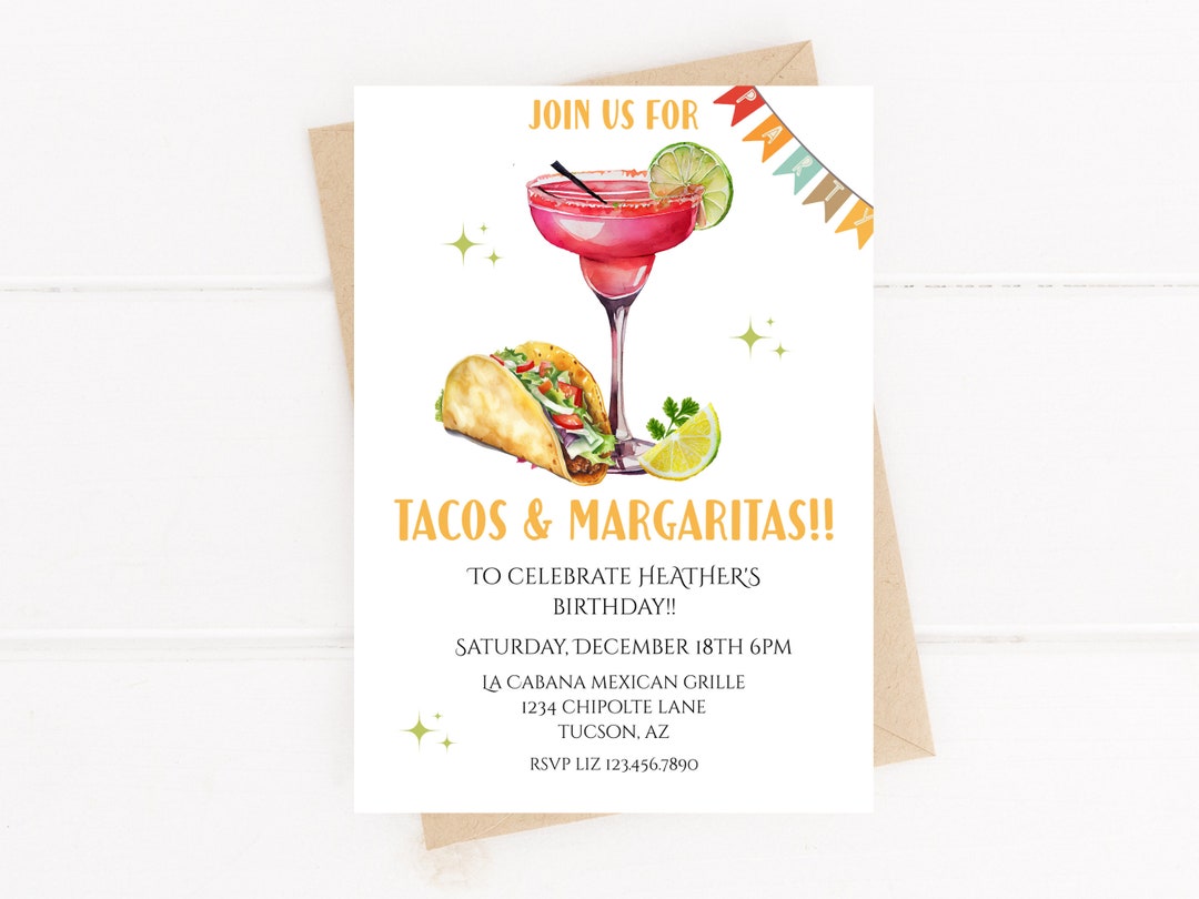 Tacos & Margaritas Birthday Party Invitation/ Margarita Night Birthday ...