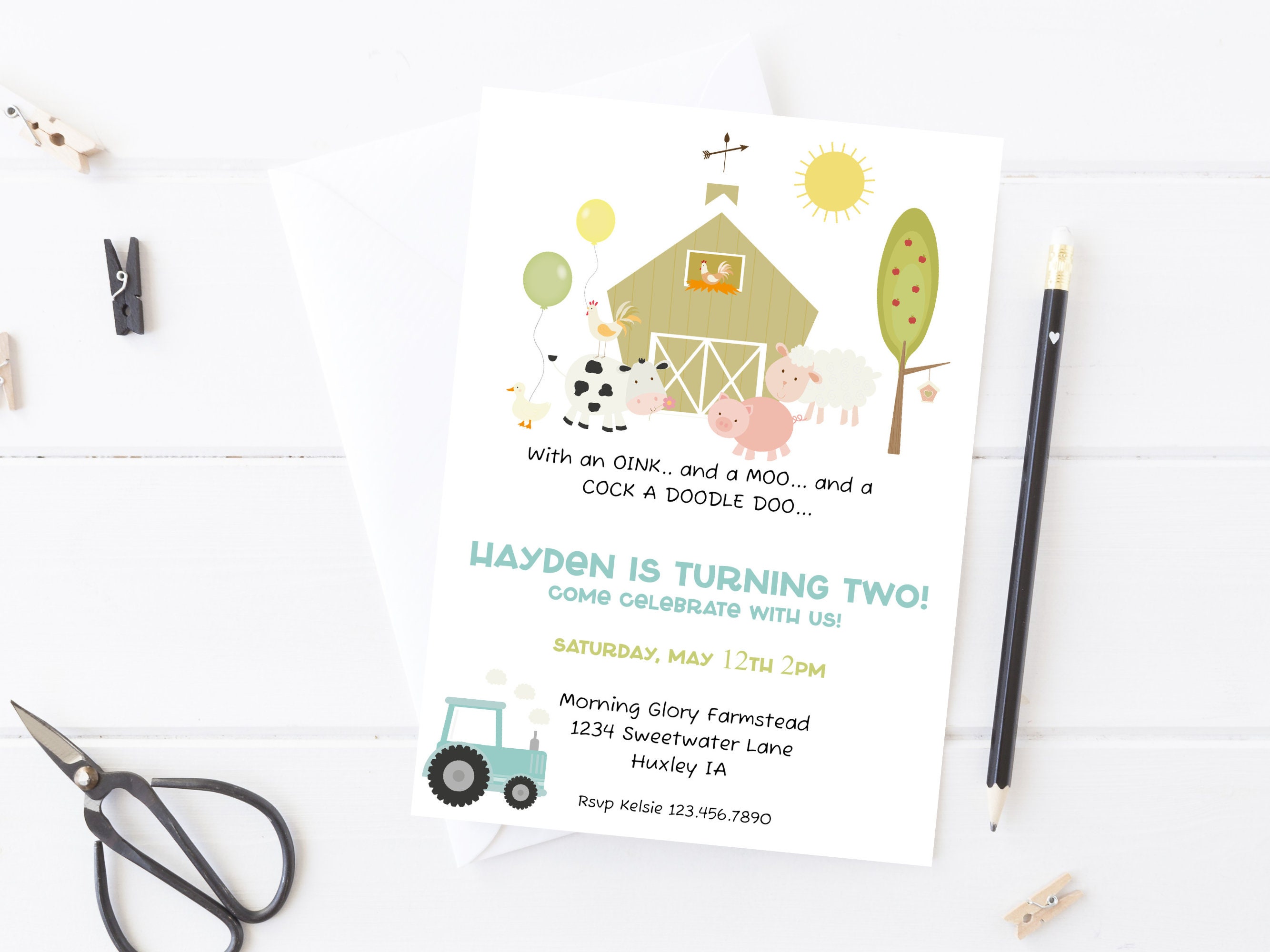 Farm Animals Birthday Party Invitation, Editable Farm Birthday Party ...