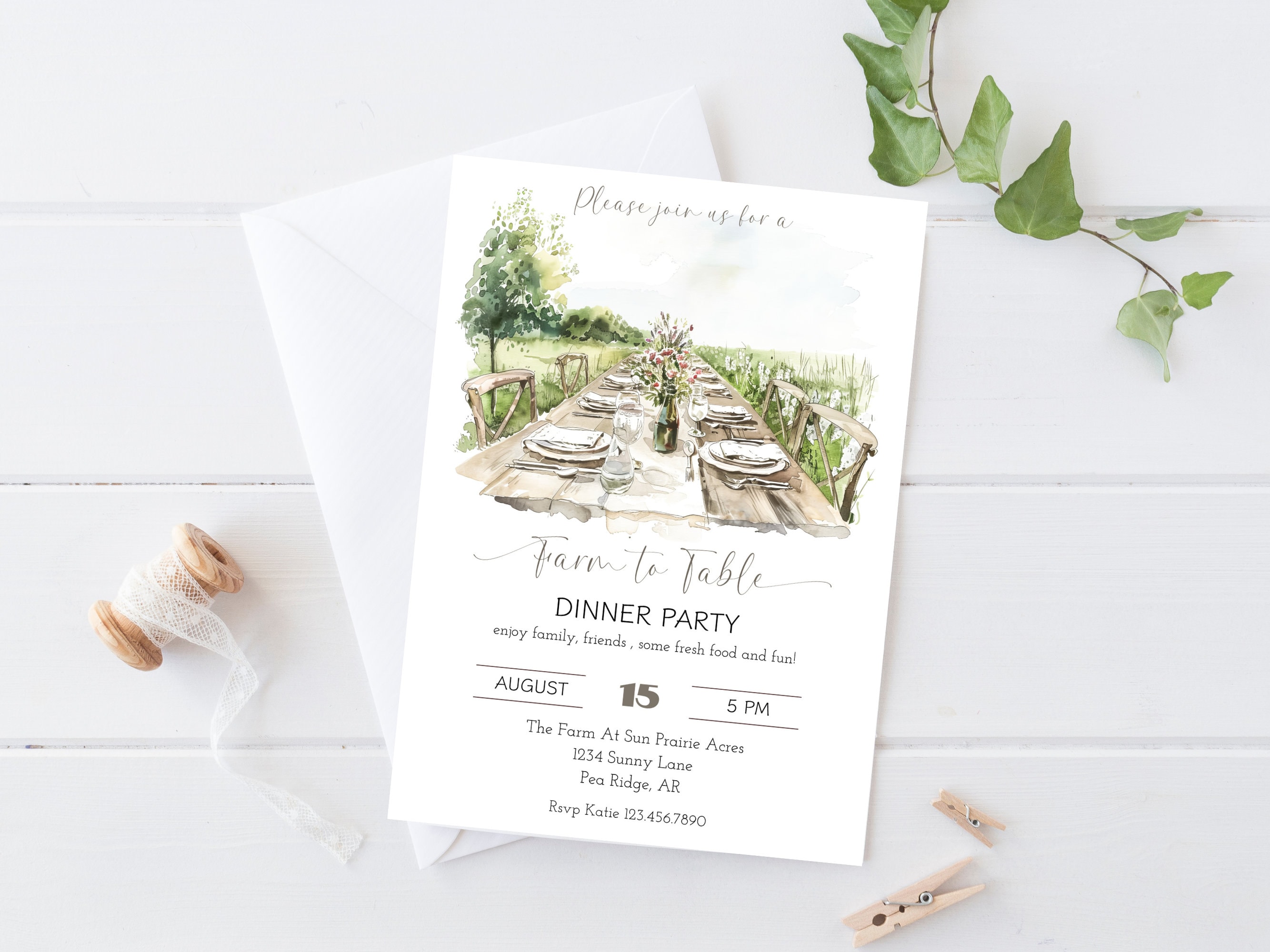 Rustic Farm to Table Dinner Party Invitation, Farm to Table Gathering ...