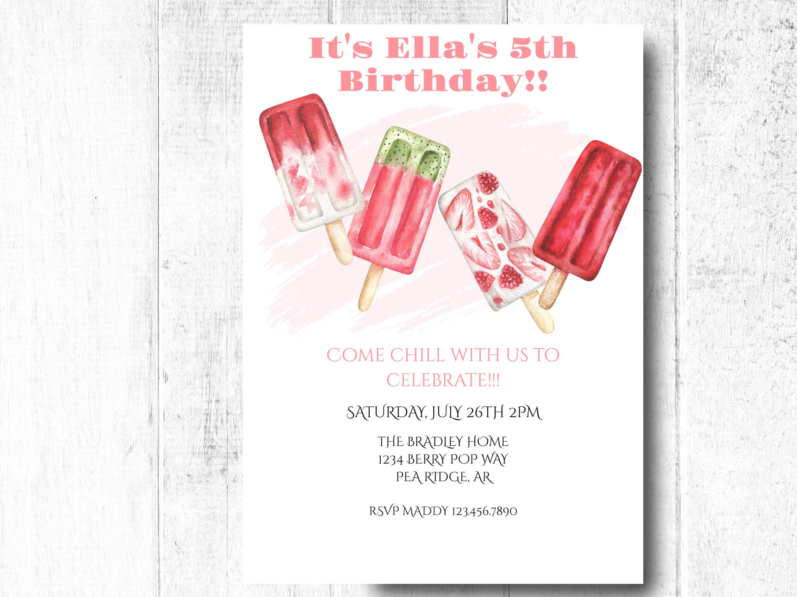Popsicle Birthday Invitation Template/ Summer Birthday Party/ - Etsy