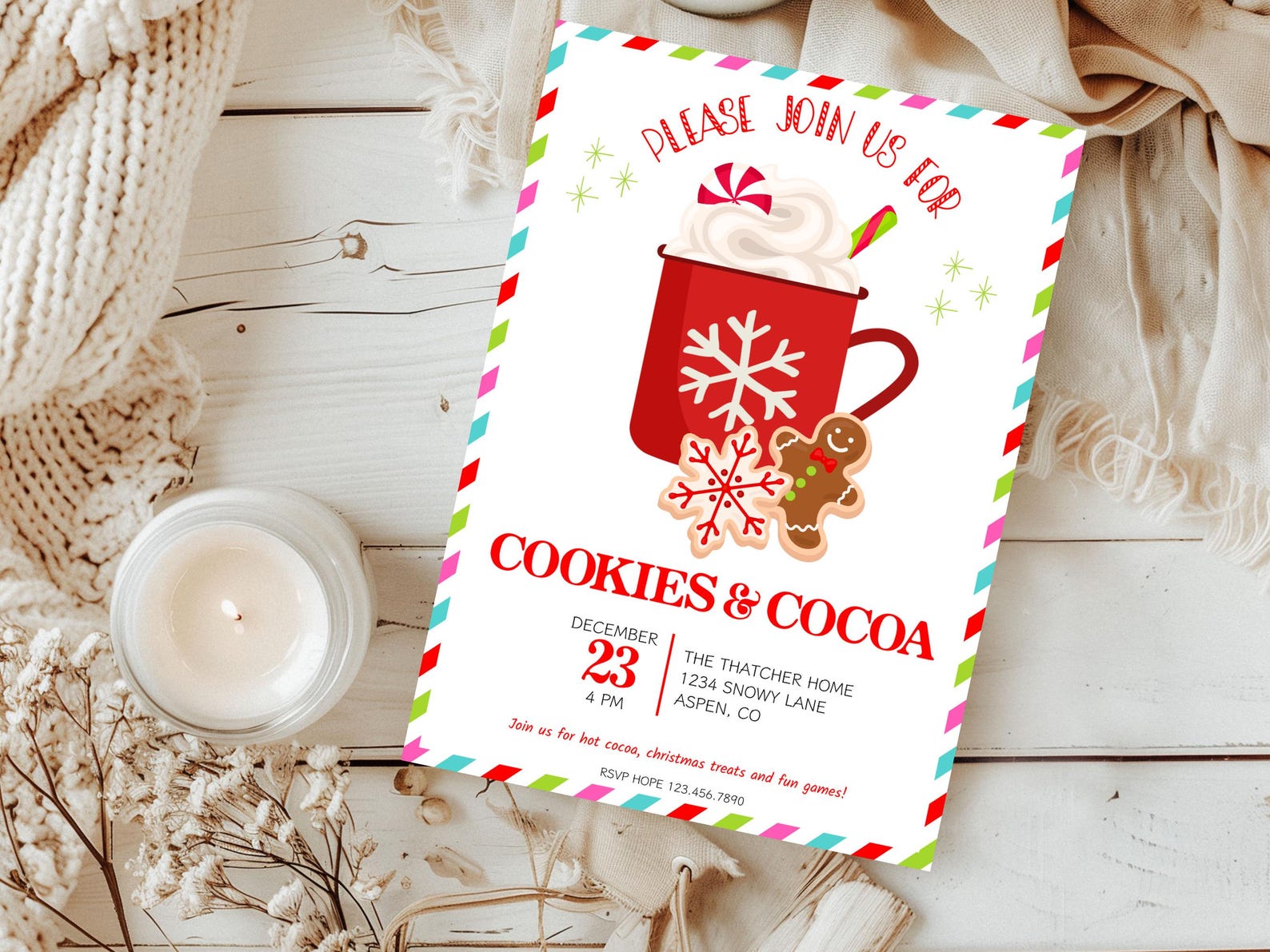 Hot Cocoa & Cookies Party Invite, Christmas Party Invitation, Hot ...