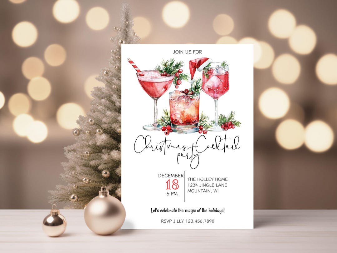 Holiday Cocktail Party Invitation, Adult Christmas Party Invite, Making ...
