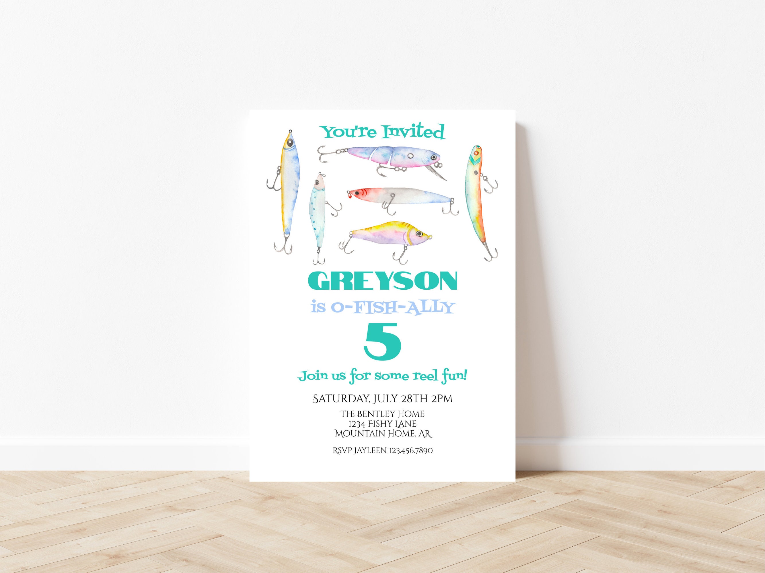 Fishing Birthday Party Invitation, Editable Fishing Lures Birthday ...