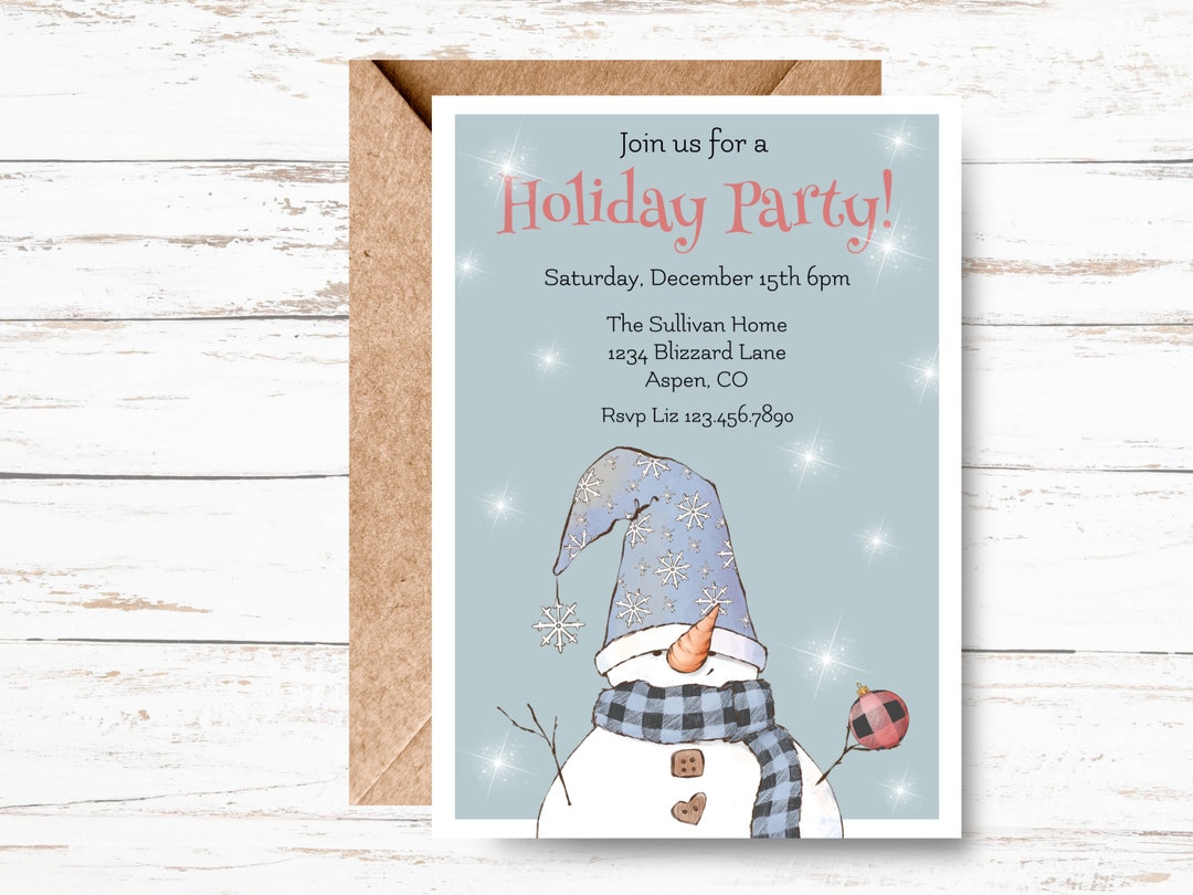 Snowman Christmas Party Invitation/ Printable Holiday Party - Etsy