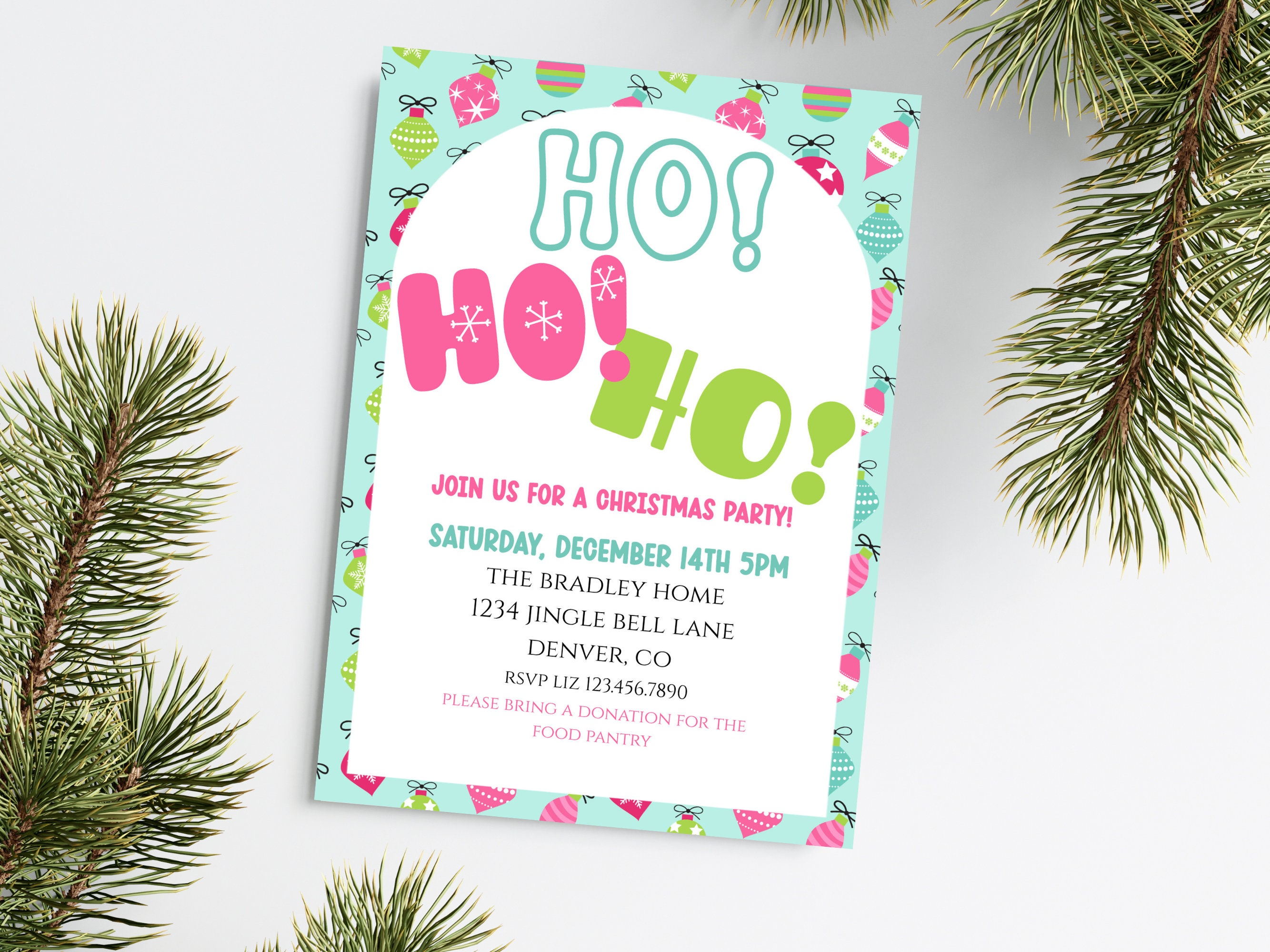Christmas Party Invitation/ Printable Modern Christmas Party Invite ...