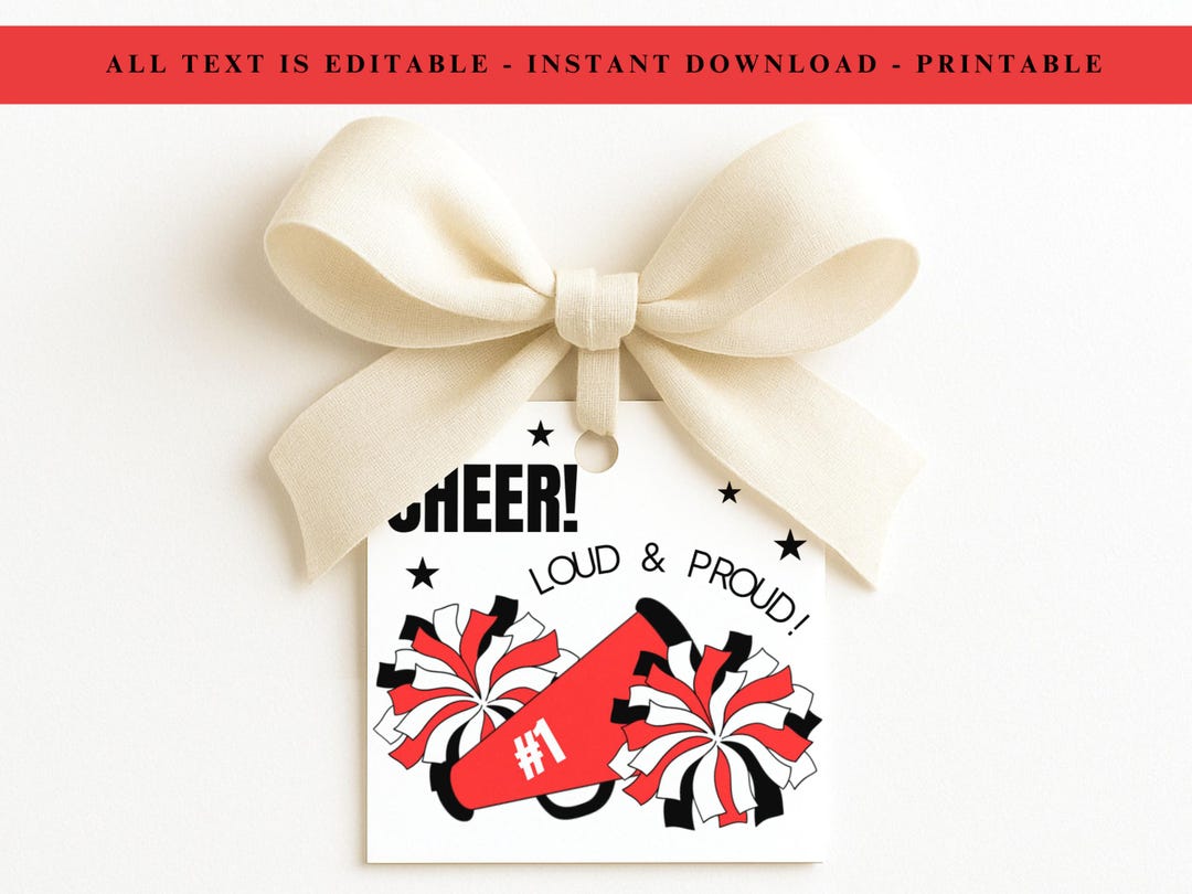Printable Cheer Team Gift Tags, Cheerleader Favor Tag, Cheer Team ...
