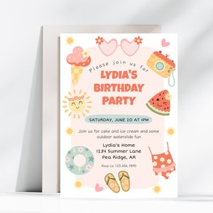 Summer Birthday Invitation, Printable Kids Outdoor Fun Invitation ...
