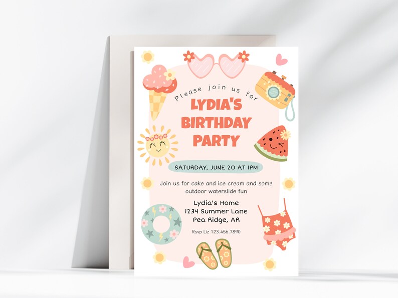 Summer Birthday Invitation, Printable Kids Outdoor Fun Invitation ...