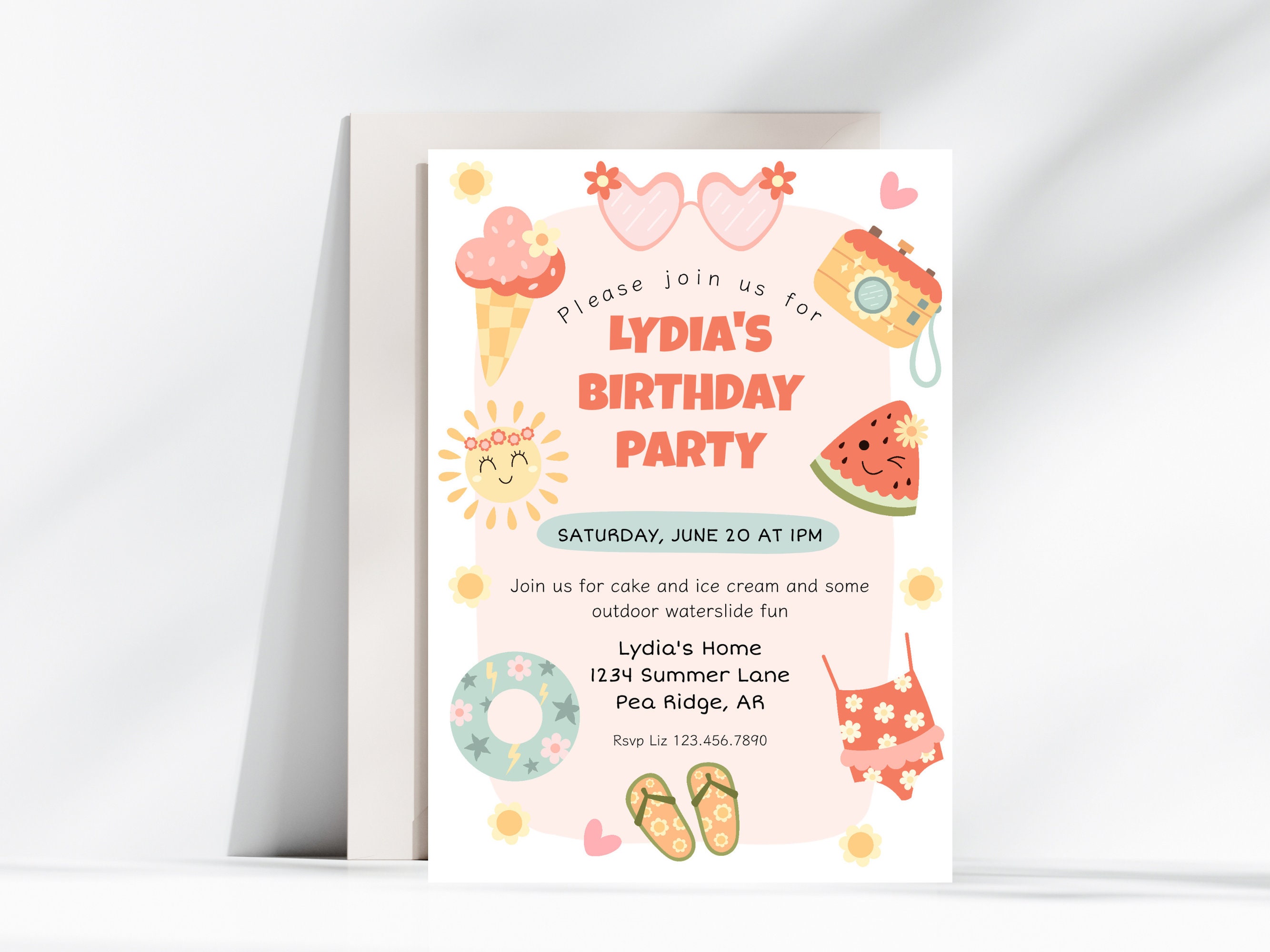 Summer Birthday Invitation, Printable Kids Outdoor Fun Invitation ...
