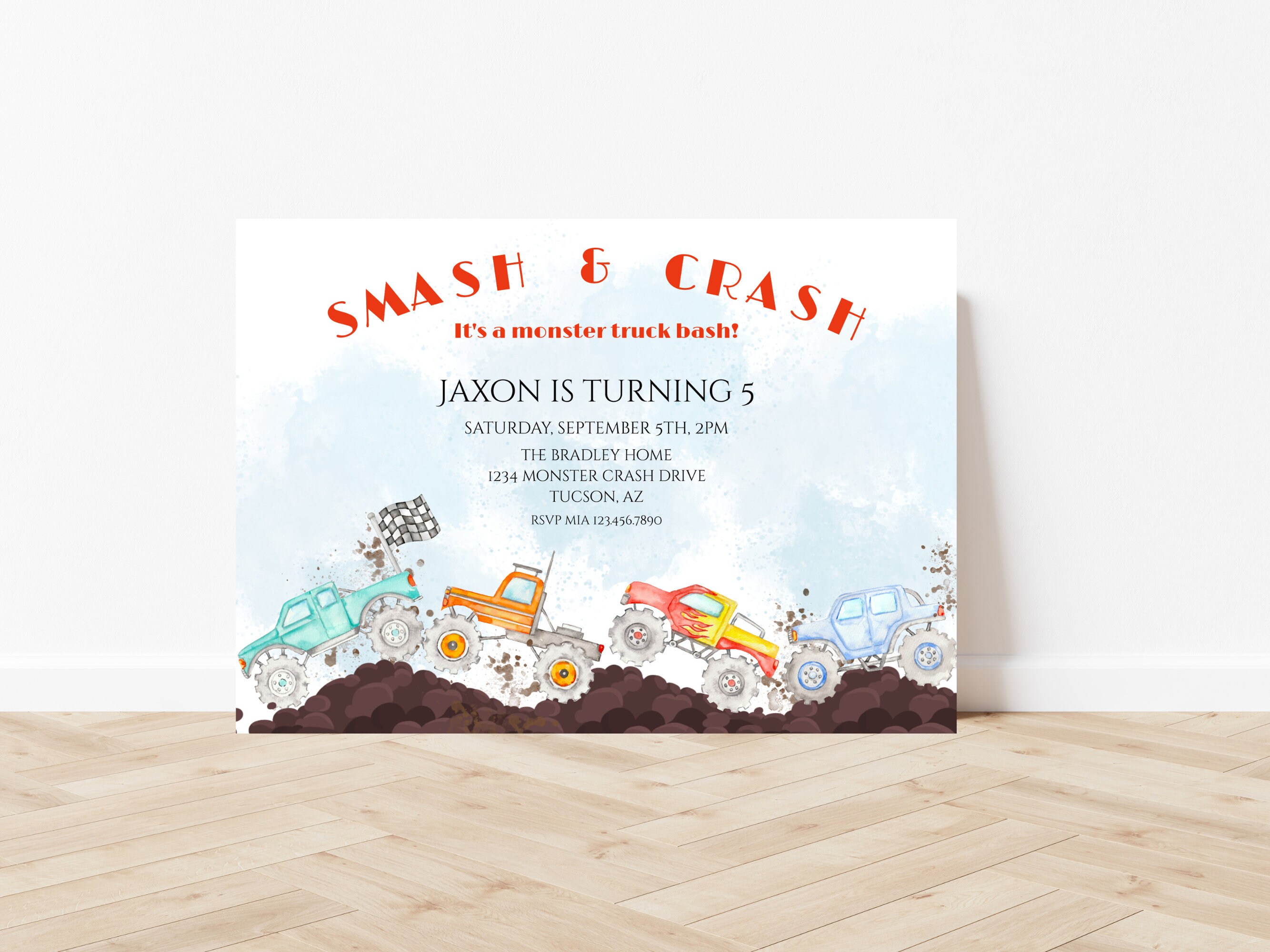 Monster Trucks Editable Invitation/ Monster Jam Boys Birthday Printable ...