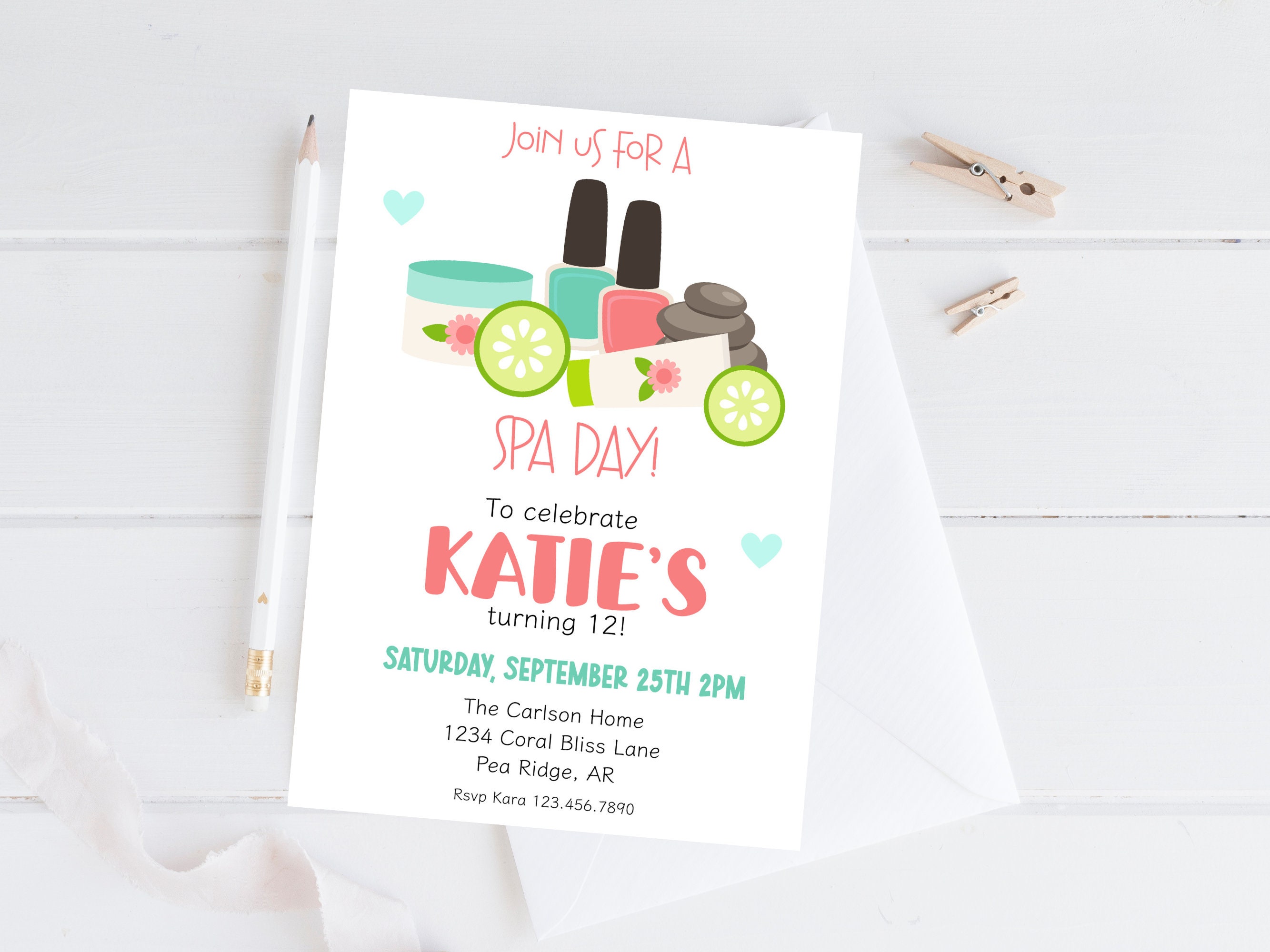 Spa Birthday Party Invitation, Printable Mani, Pedi Birthday Party ...