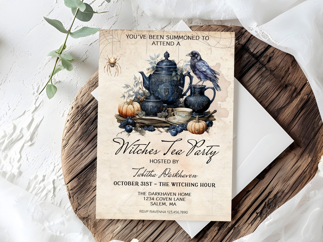 Witches Tea Party Invitation, Goth High-tea Party Invite, Vintage ...