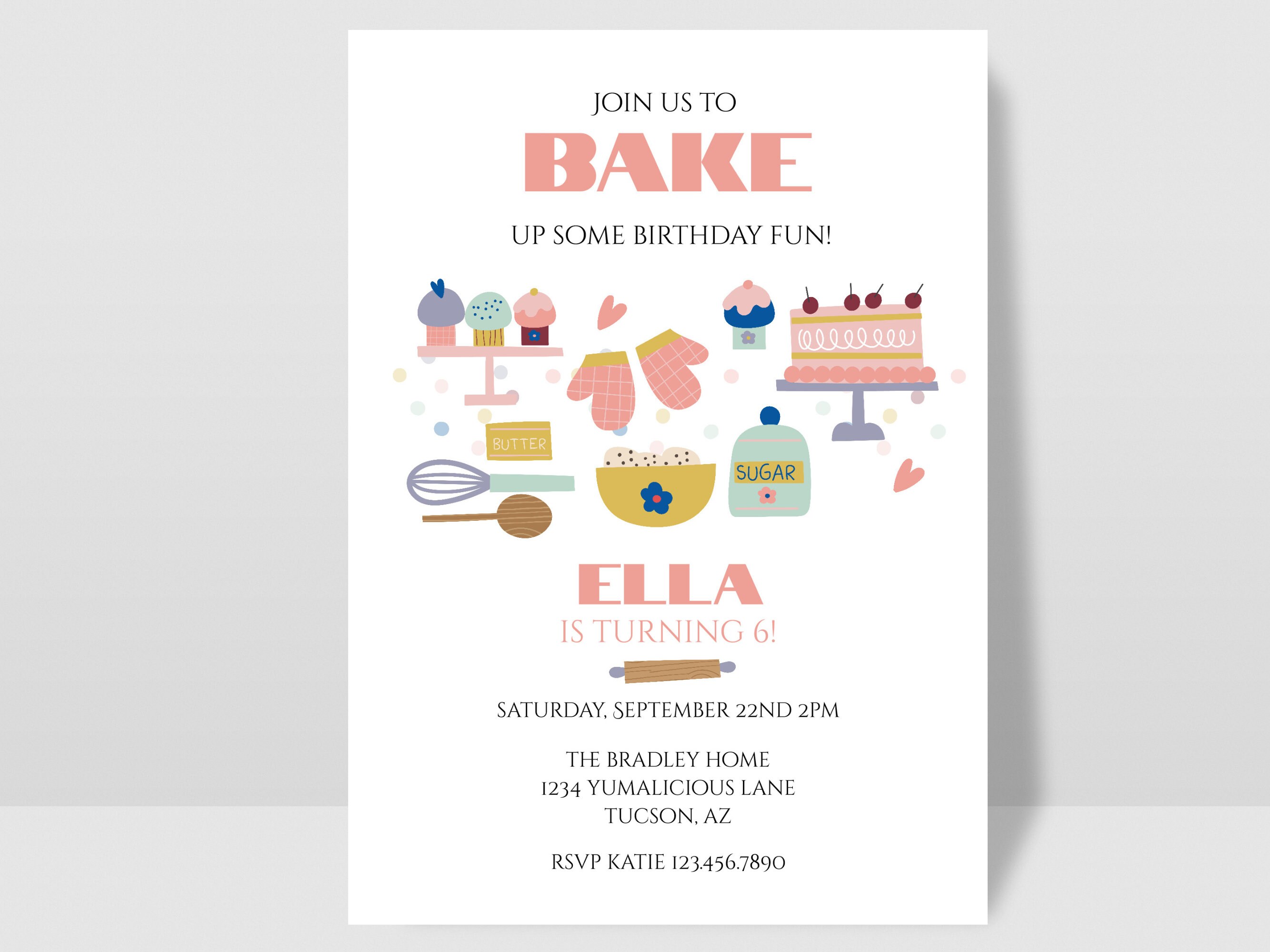 Cute Baking Birthday Party Invitation/ Printable Birthday - Etsy