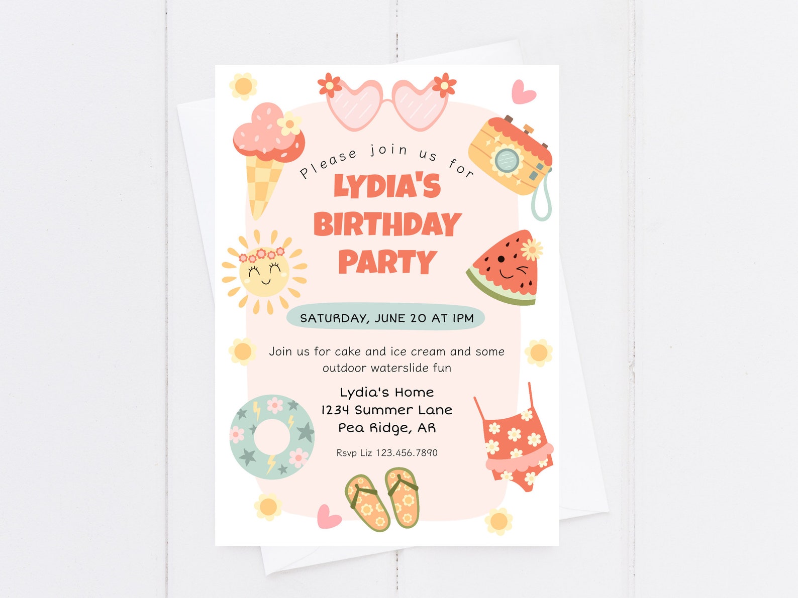 Summer Birthday Invitation, Printable Kids Outdoor Fun Invitation ...