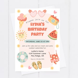 Summer Birthday Invitation, Printable Kids Outdoor Fun Invitation ...