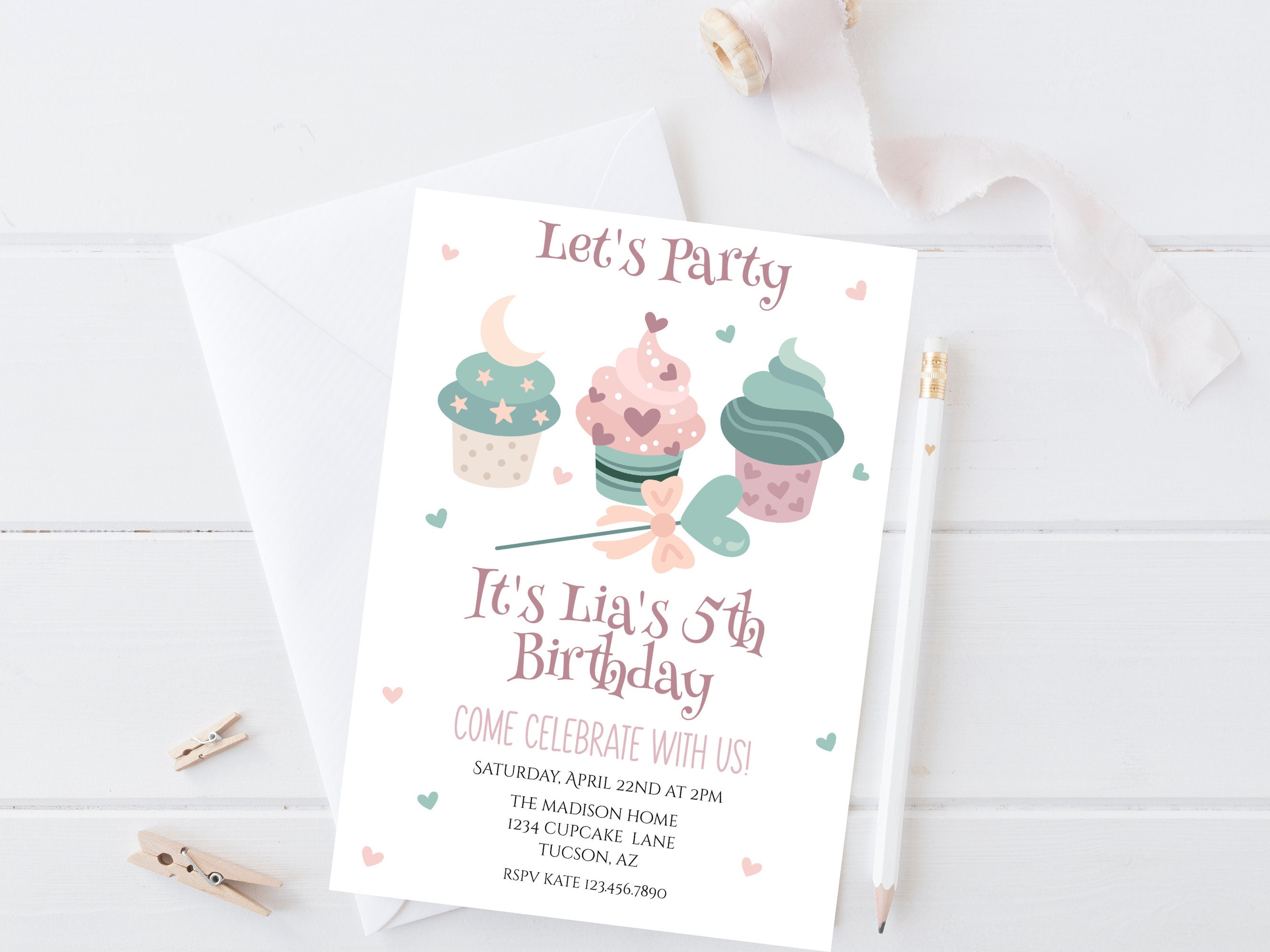 Cupcake Birthday Party Invitation, Editable Birthday Cupcake Invite ...