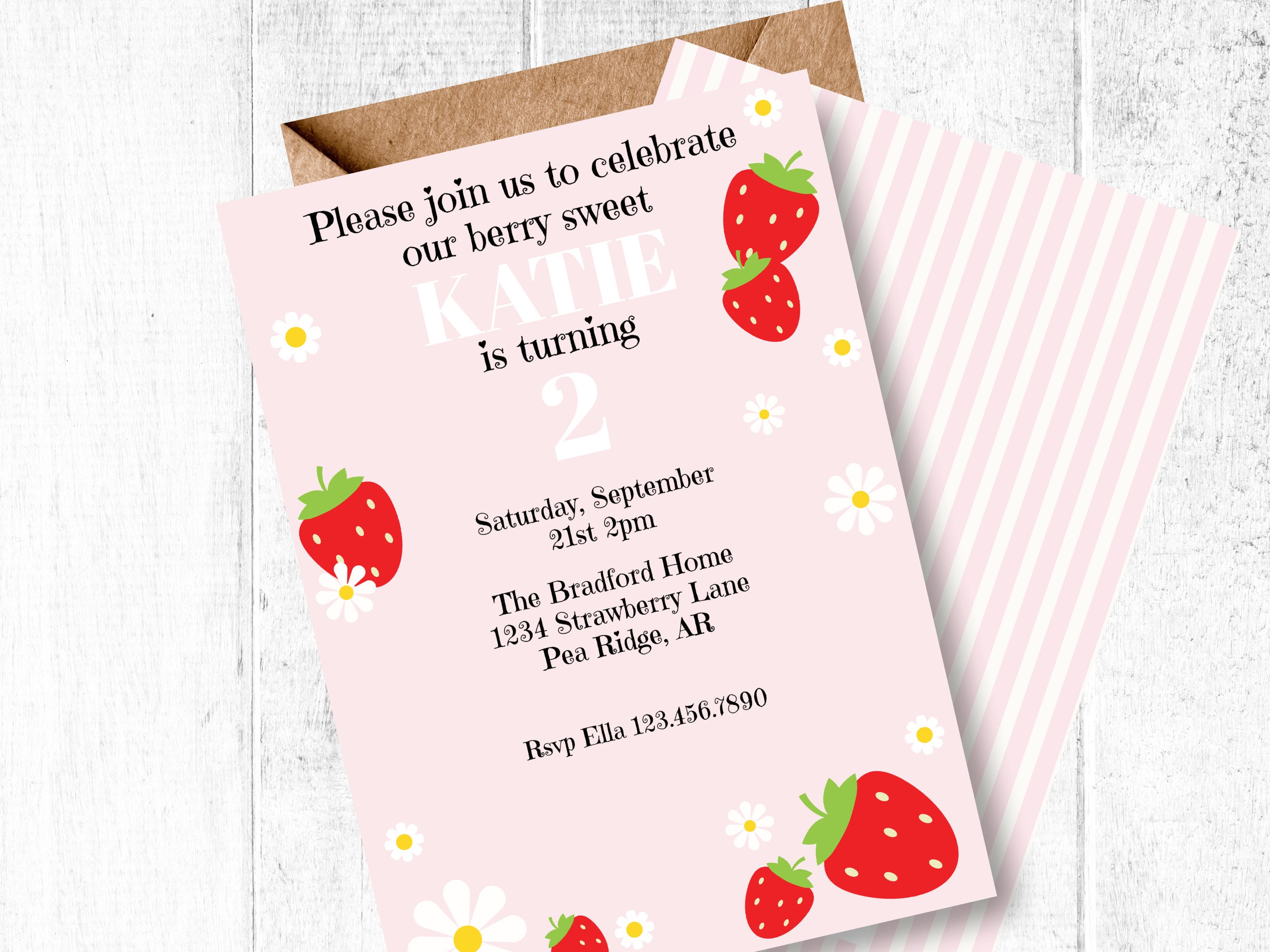 Berry Sweet Birthday Invitation/ Berry Sweet Birthday/ Editable ...