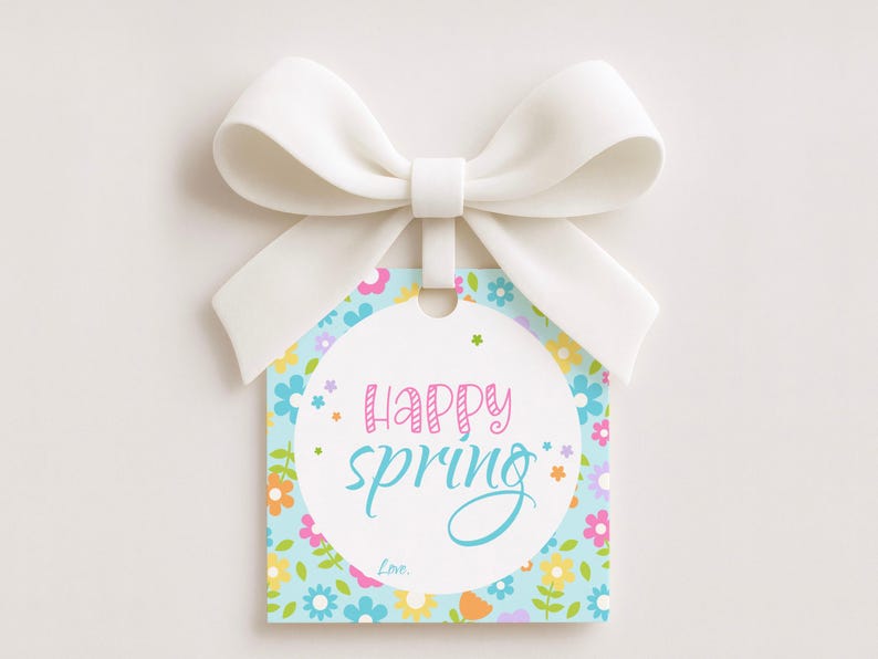 Happy Spring Printable Favor Tag, Spring Gift Tag, Easter Treat Tags ...