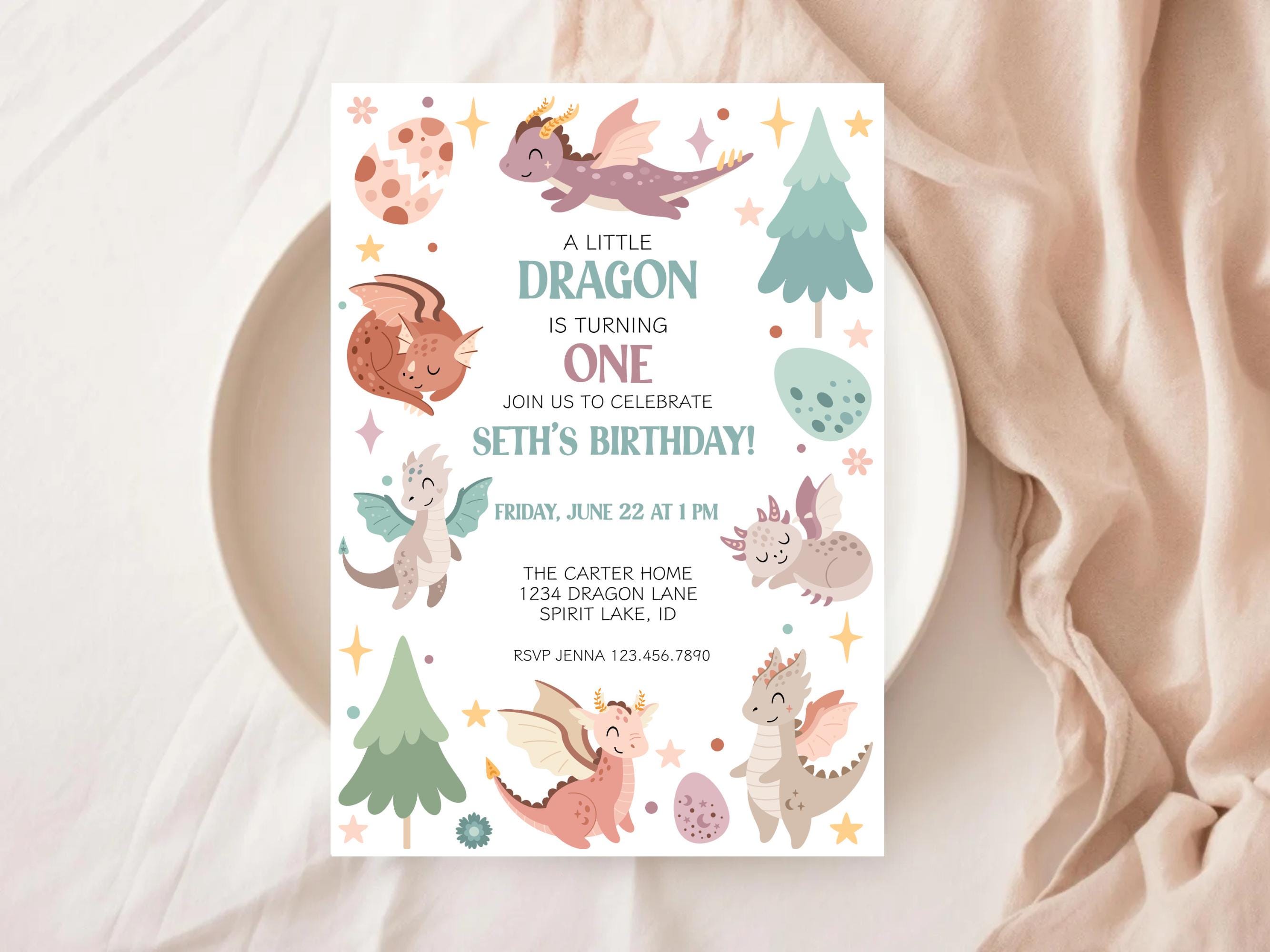 Dragon Birthday Invitation, Calling All Dragons Party, First Birthday ...