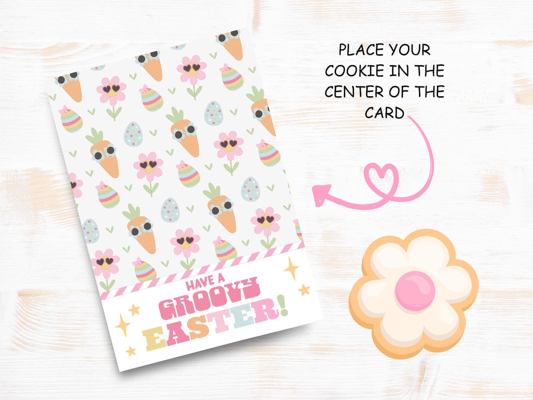 Easter Mini Cookie Card, Printable Easter Cookie Card, Groovy Theme ...