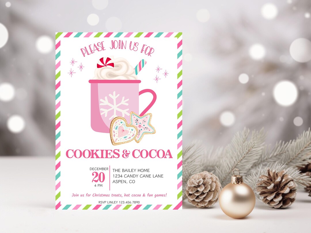 Cookies and Cocoa Invitation, Hot Cocoa Christmas Party Invite, Hot ...