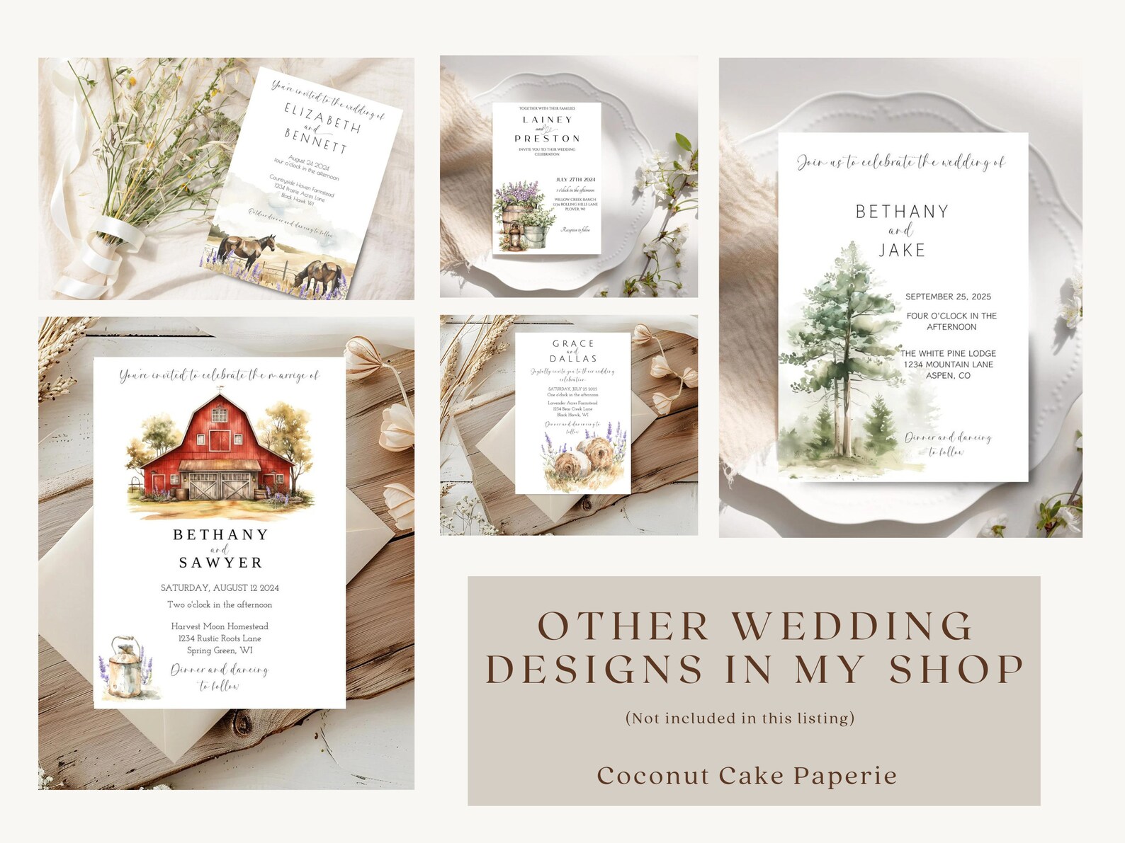 Rustic Farm Wedding Invitation, Farm Wedding Invitation Template, Editable Country Horses ...