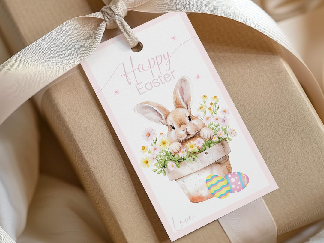 Editable Easter Bunny Gift Tag: Printable Favor Tag (PDF) - Etsy