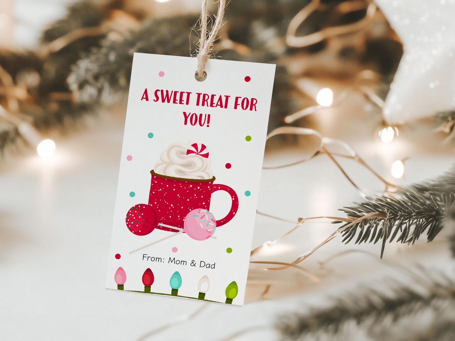 Holiday Sweet Treat Tags, Hot Cocoa & Cake Pop Tags, Editable Gift Tags ...