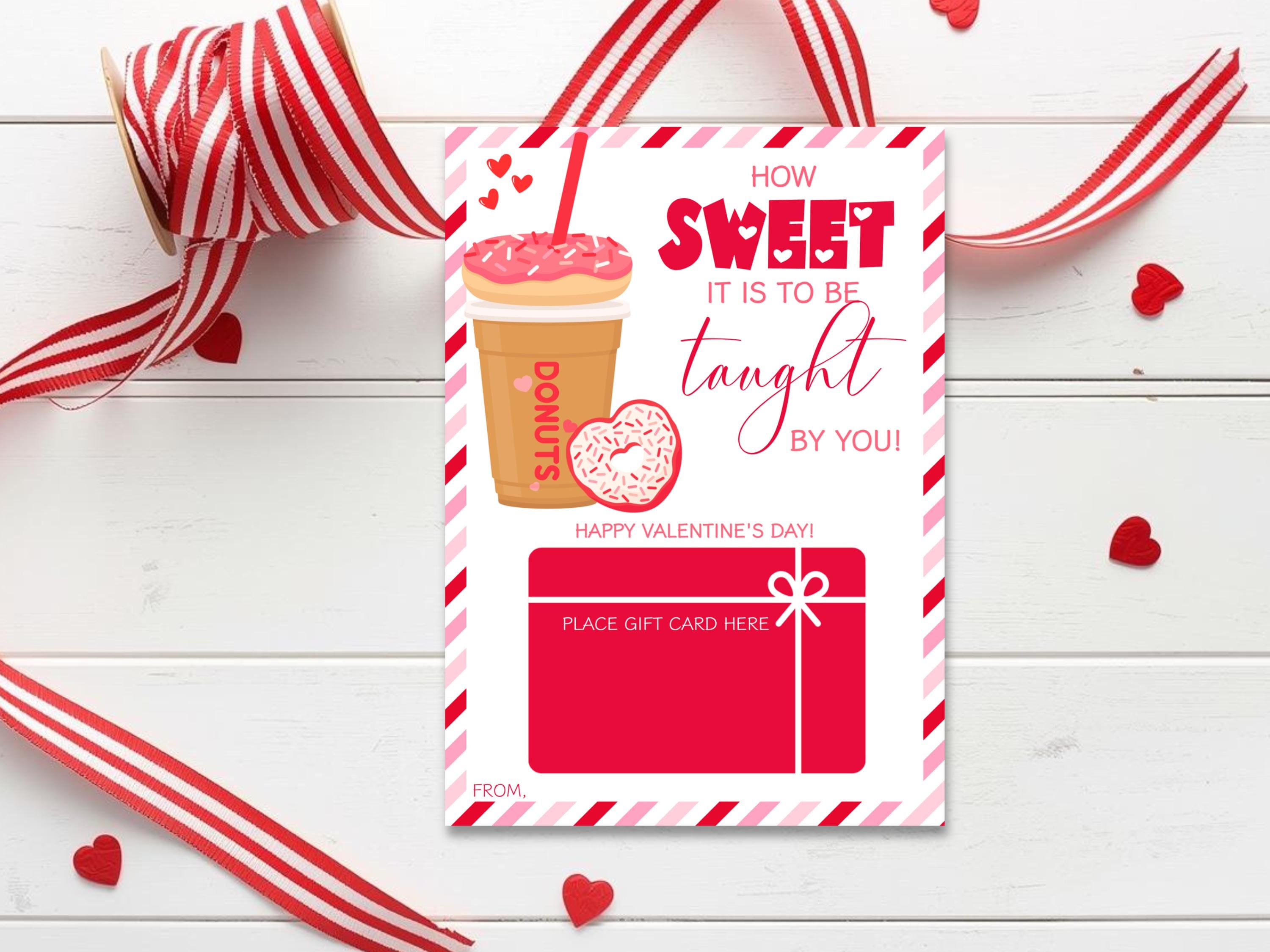 Teacher Valentine Printable Gift Card Holder, Coffee Cup & Donut ...